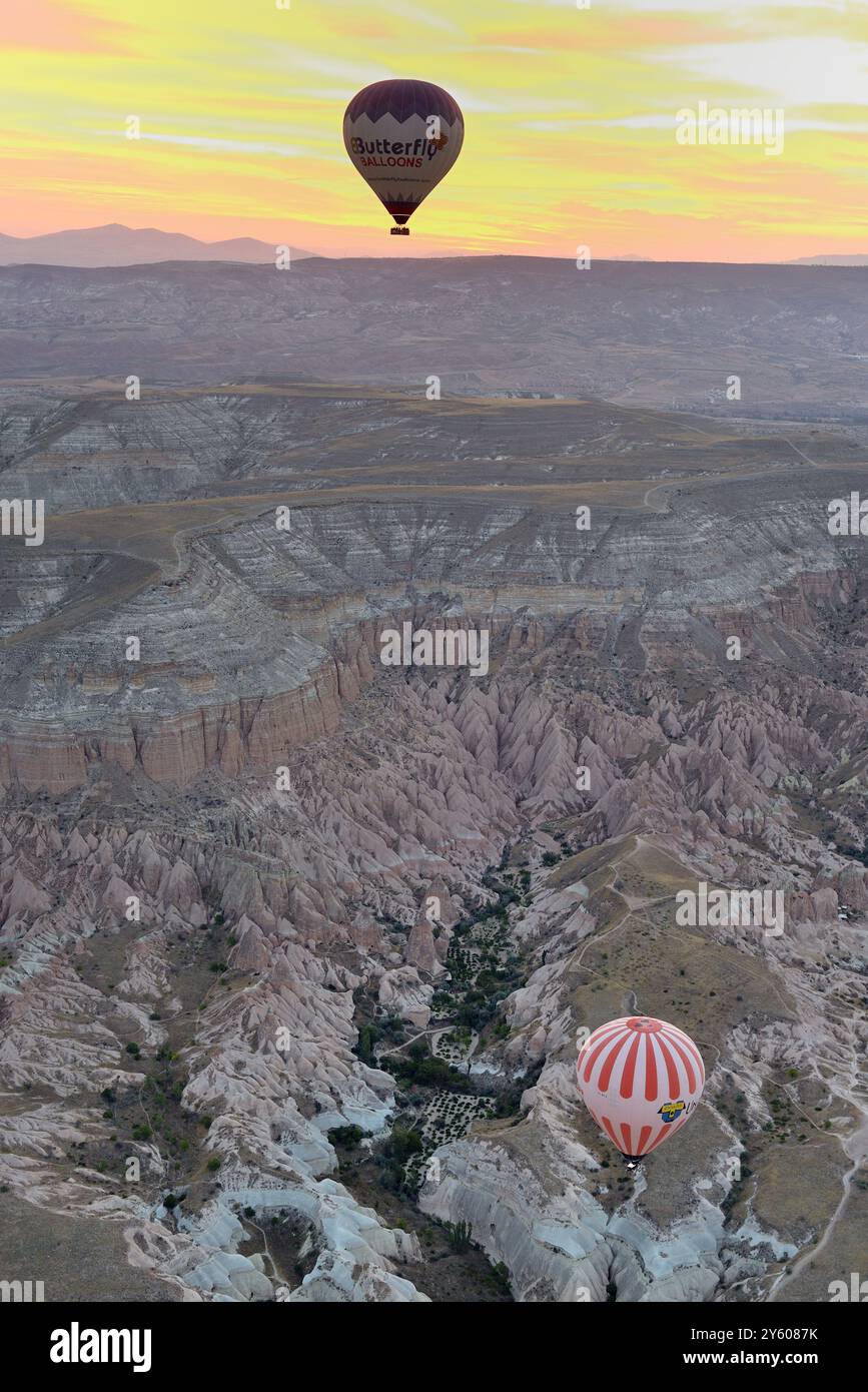 HOT AIR BALLOONS RIDE IN THE CAPPADOCIA REGION IN TURKEY Stock Photo ...