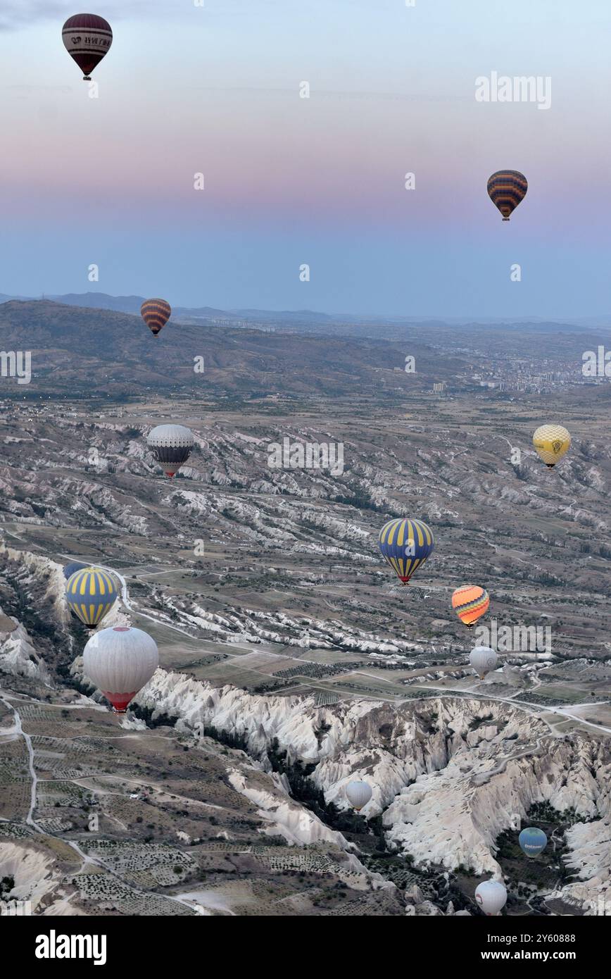 HOT AIR BALLOONS RIDE IN THE CAPPADOCIA REGION IN TURKEY Stock Photo ...
