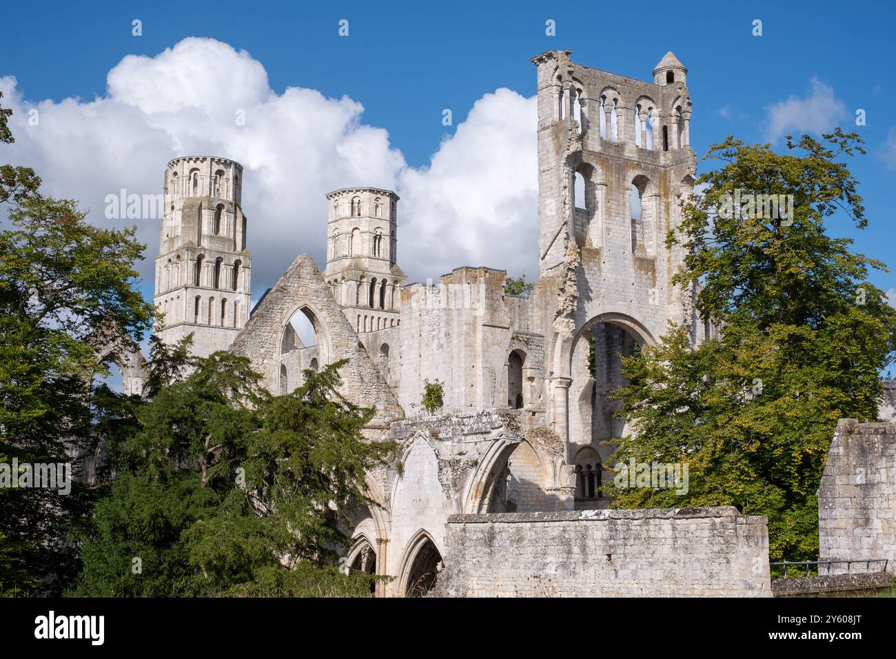 Ruins of 7th century Benedictine monastery, Jumieges Abbey, located by ...