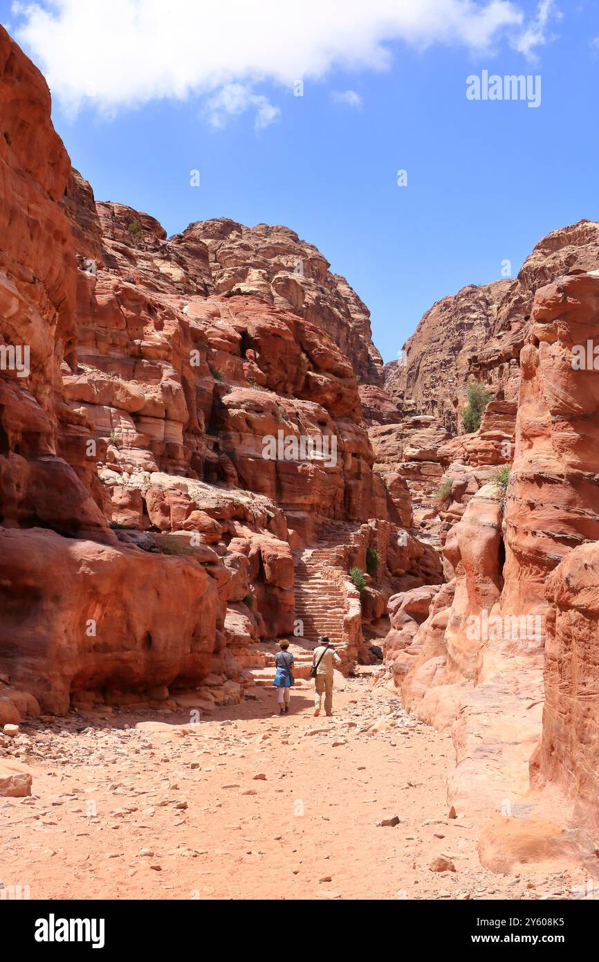 Petra, Wadi Musa in Jordan - May 13 2024: people at the footpath in the ...