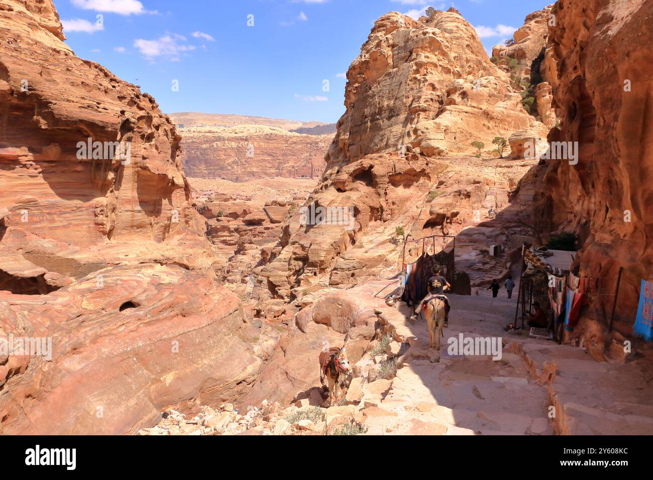 Petra, Wadi Musa in Jordan - May 13 2024: people at the footpath in the ...
