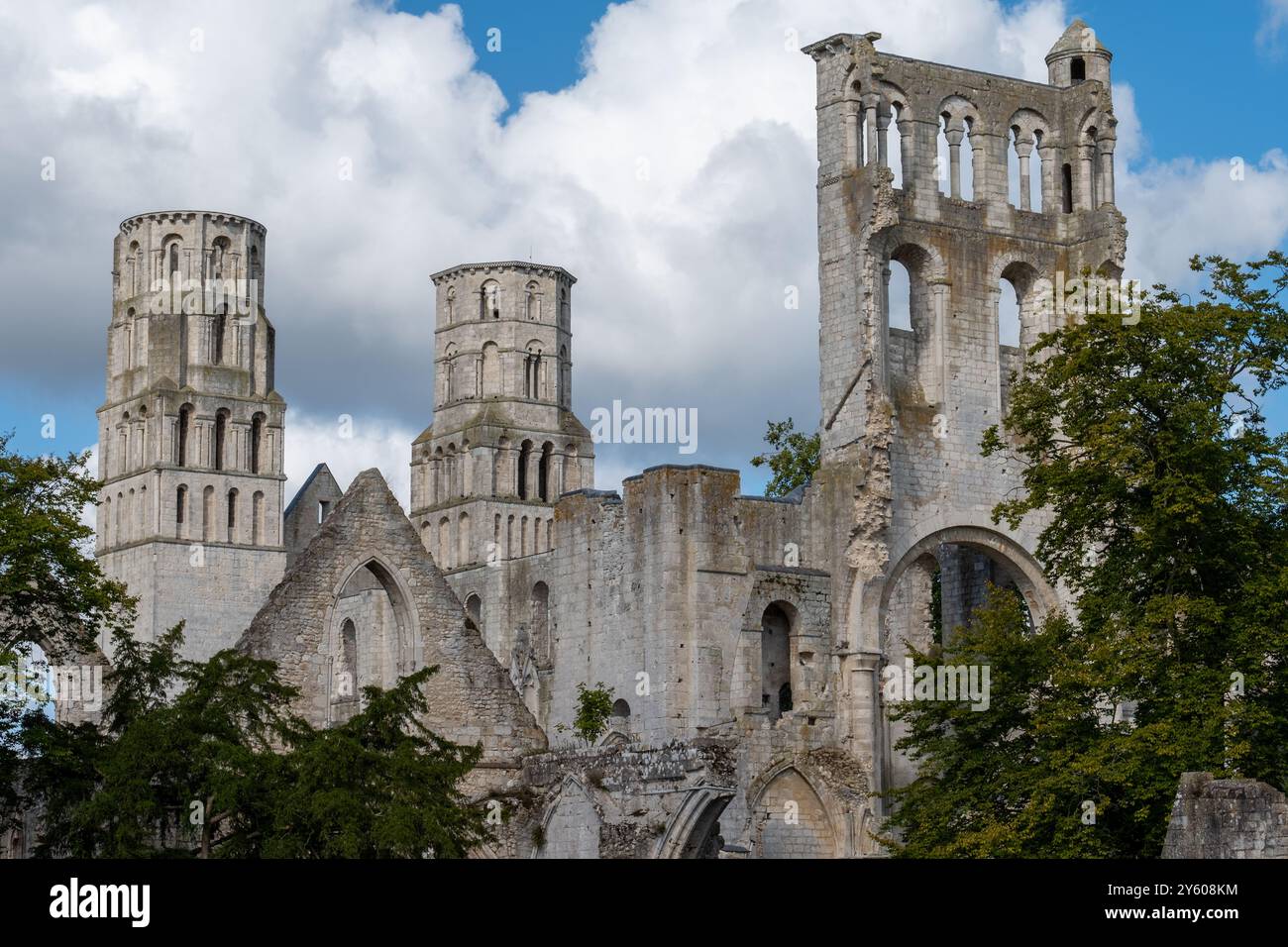 Ruins of 7th century Benedictine monastery, Jumieges Abbey, located by ...
