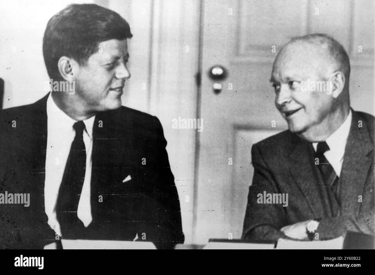 US PRESIDENT JOHN F KENNEDY WITH DWIGHT EISENHOWER 19 JANUARY 1961 ...