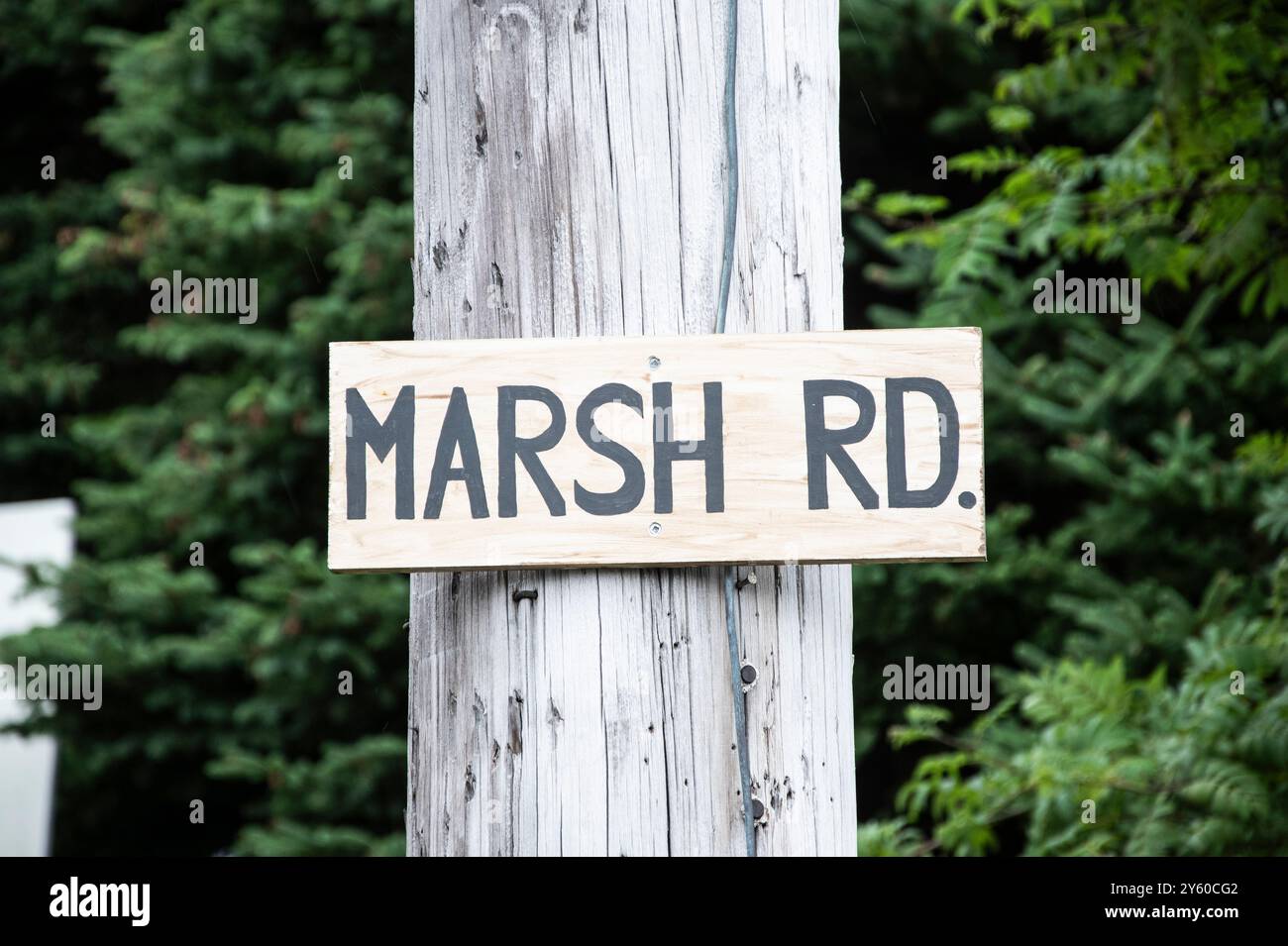 Homemade wooden Marsh Road sign in Conception Harbour, Newfoundland ...