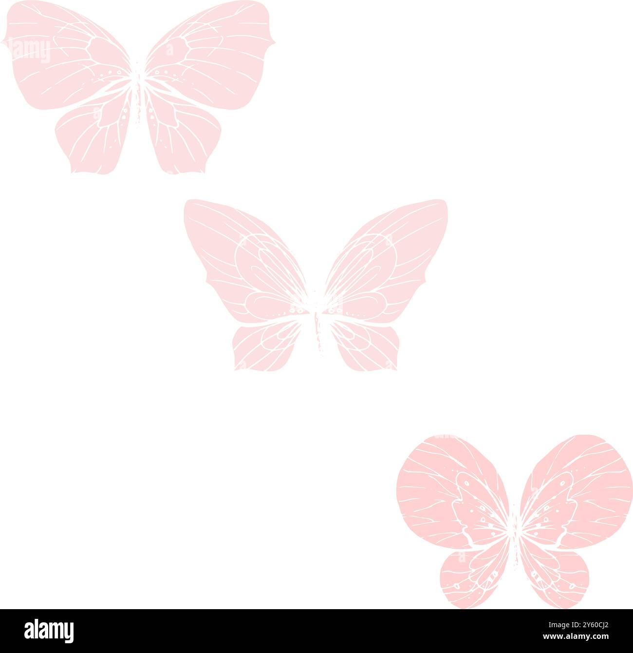 Butterflies with wings in pink colors. Delicate, romantic simple ...