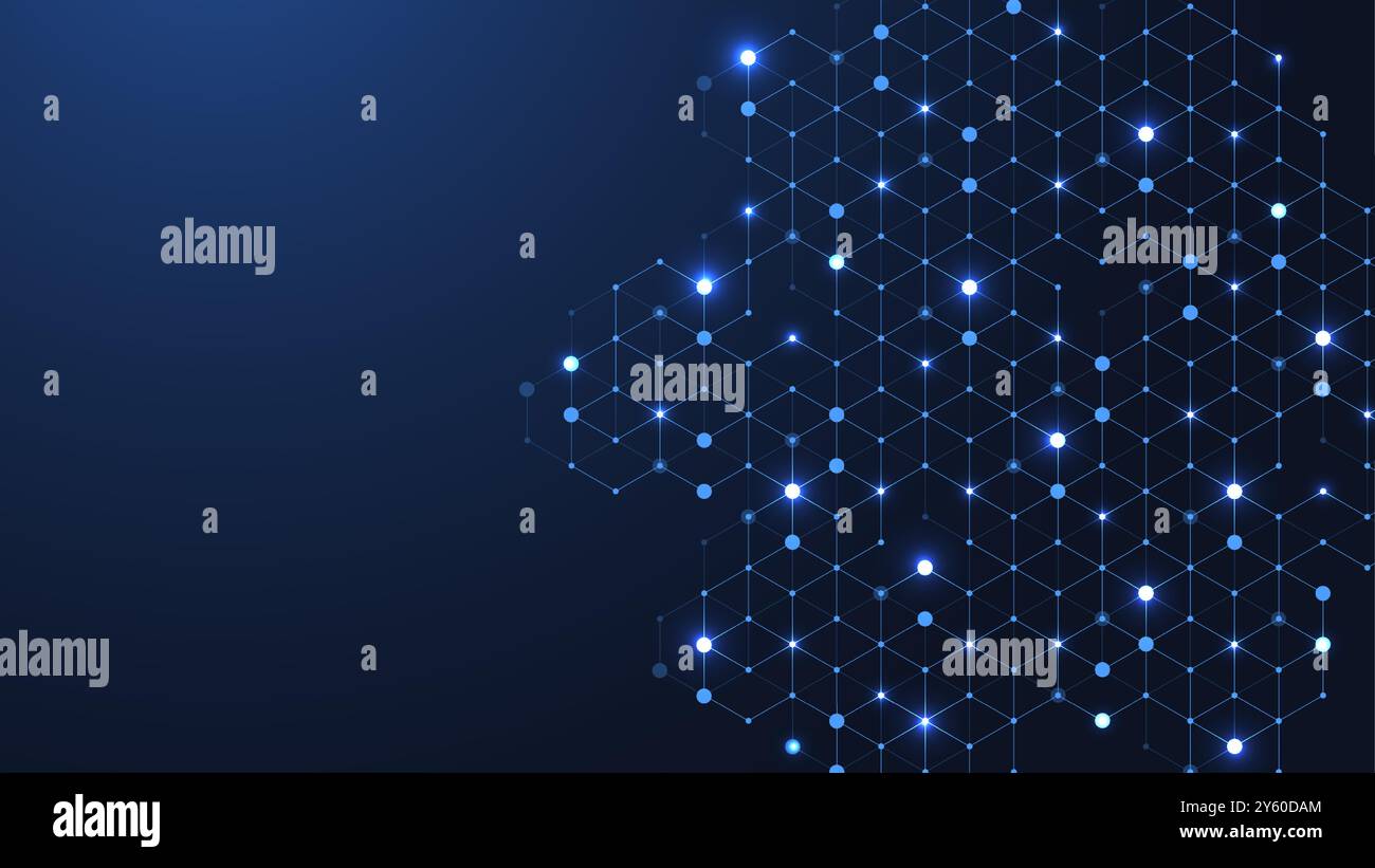 Hexagonal digital abstract background. Technology concept with lines, dots and hexagons for ...