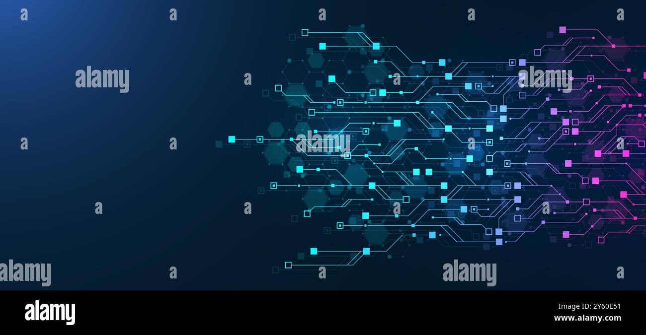 Digital technology abstract background with AI circuit board texture ...