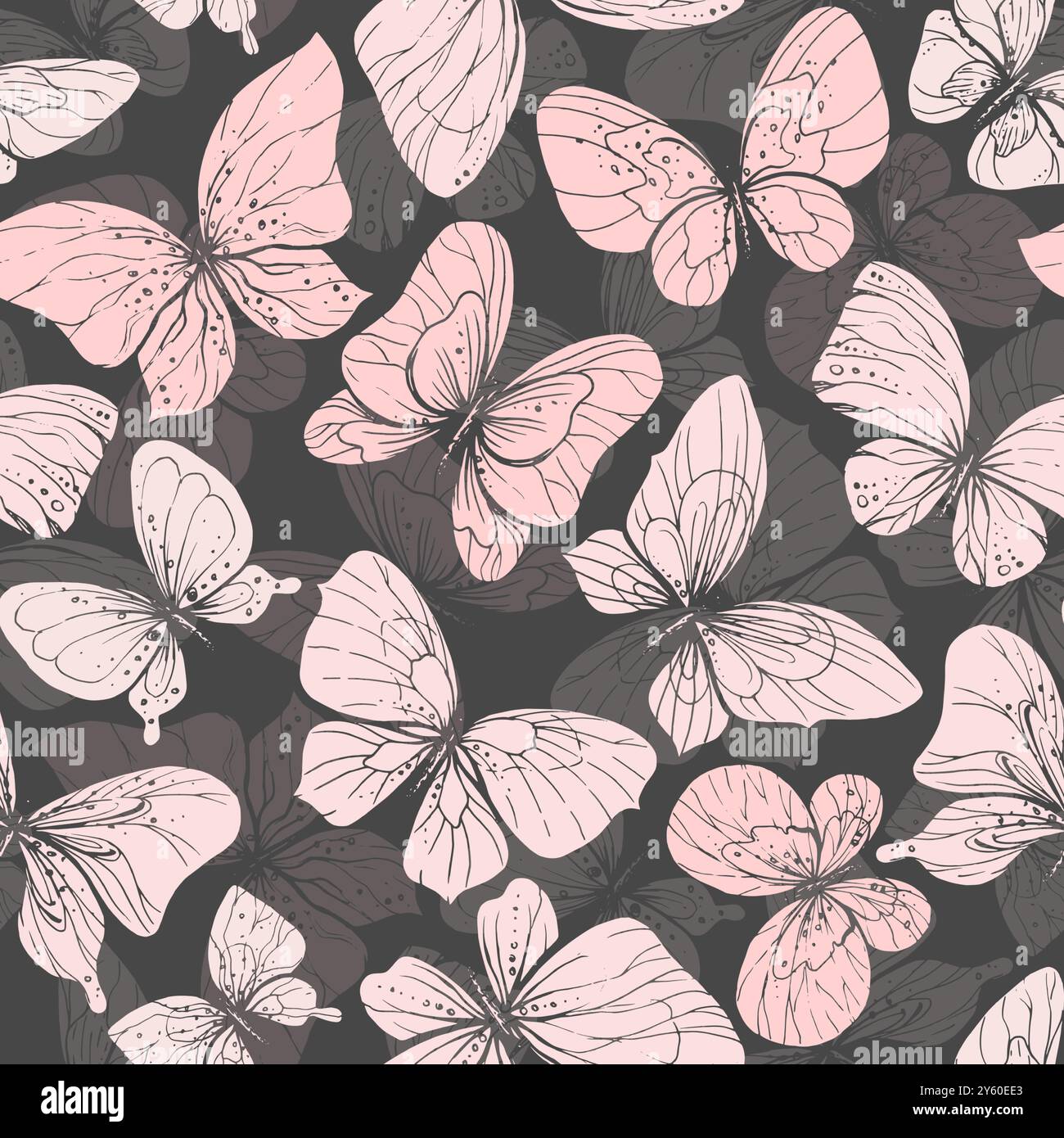 Delicate pink butterflies flying with wings in the form of inversion of ...