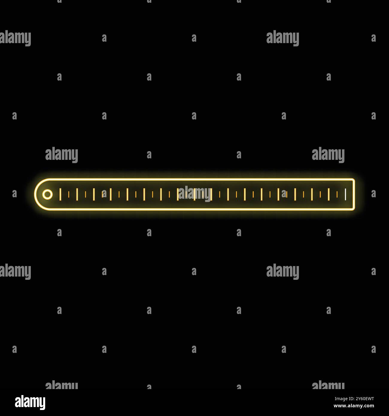 Yellow neon icon of a ruler is glowing on a black background Stock ...