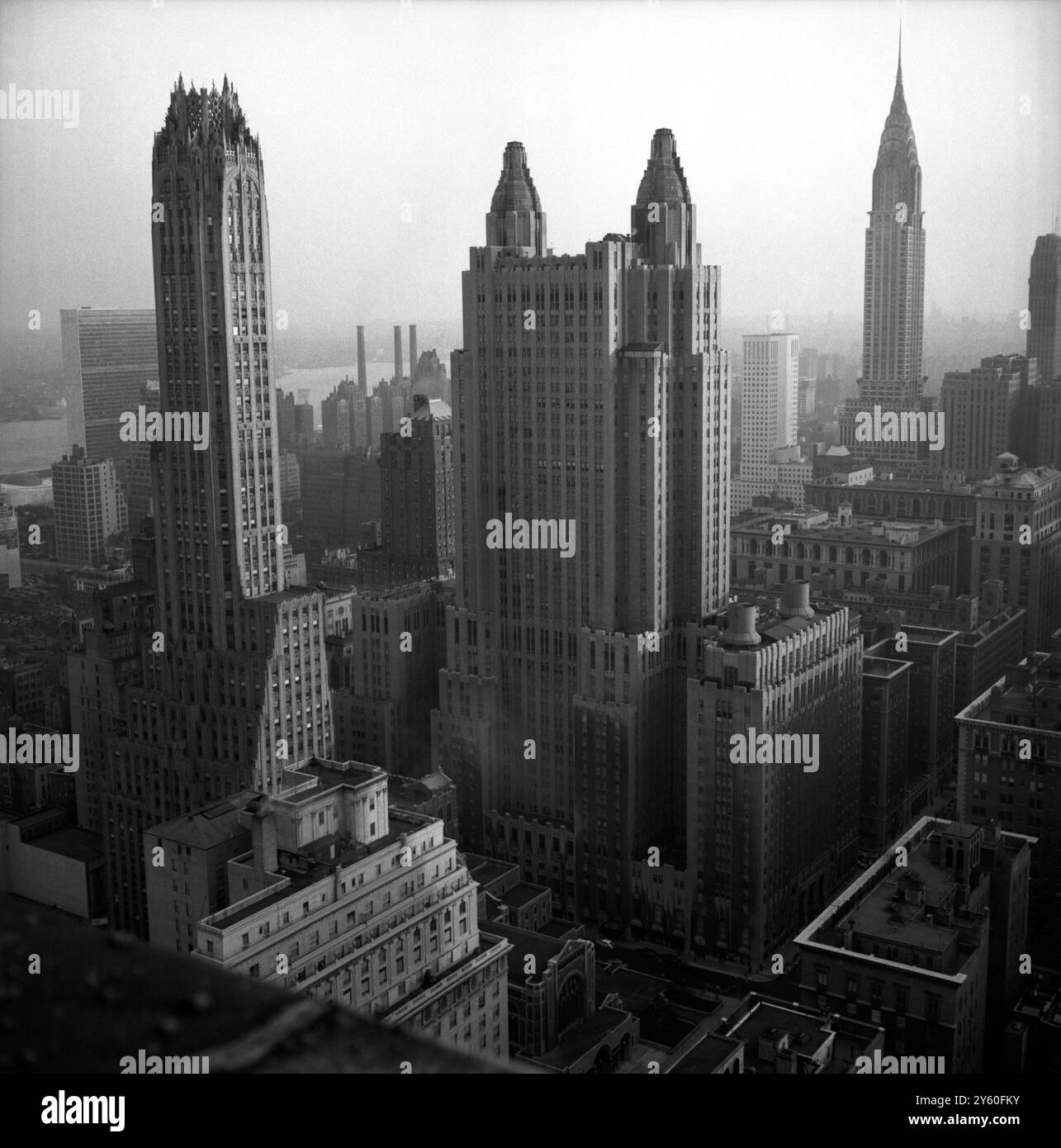 Manhattan and the New York City skyline C. 1960 Stock Photo - Alamy
