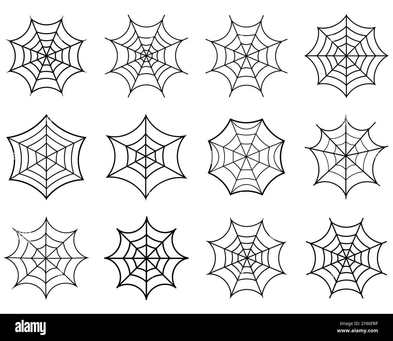 Spider web icons. Set of spider web. Halloween cobweb. Scary elements ...