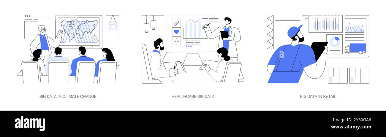 Applications of Big Data isolated cartoon vector illustrations se Stock ...
