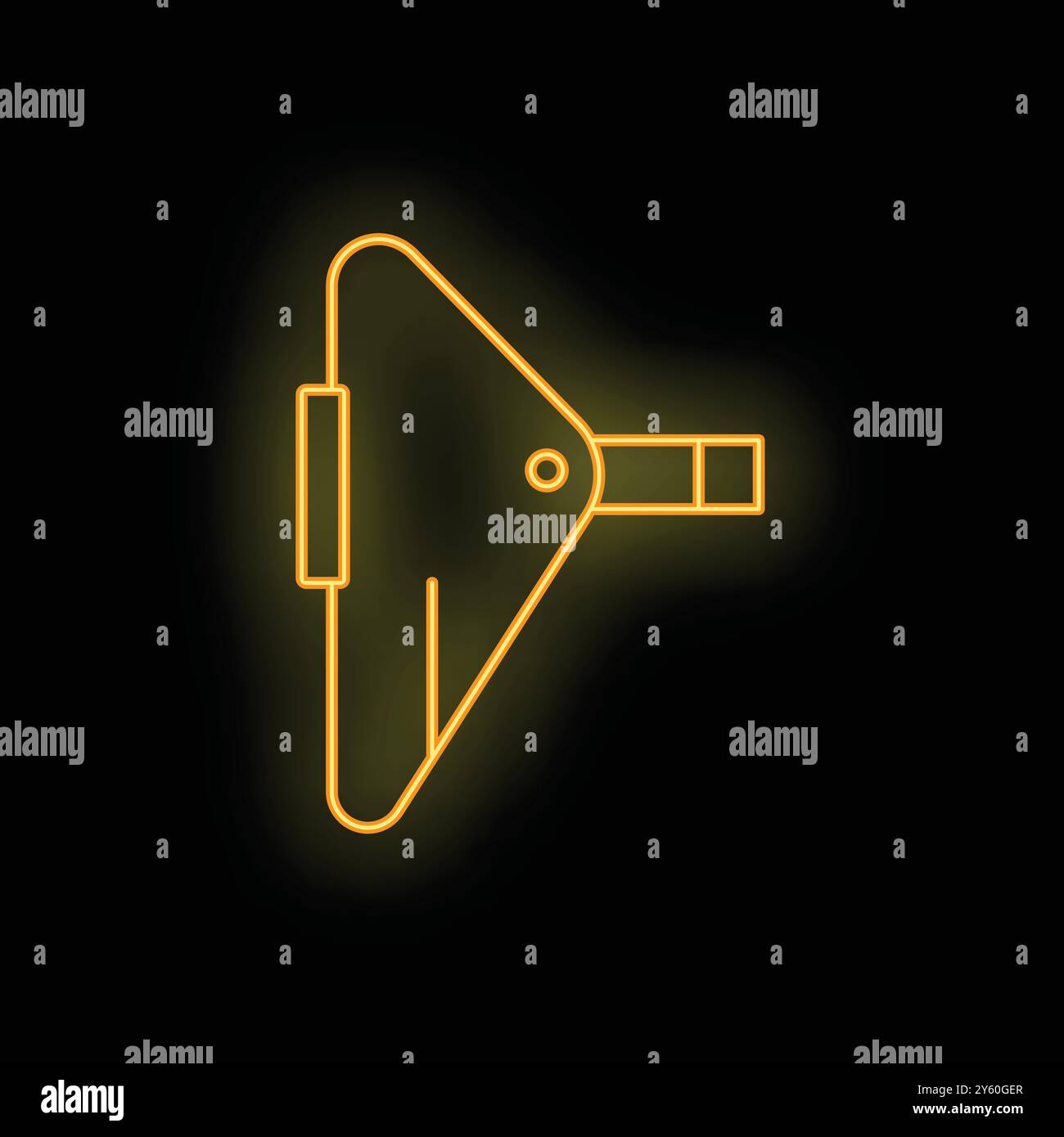 Neon sign representing a stealth bomber aircraft flying towards the ...