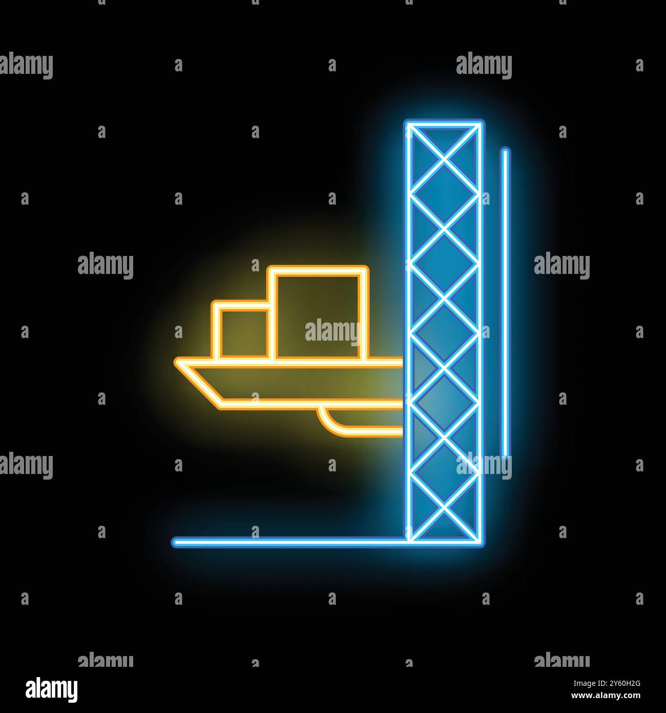Illuminated shipping crane Stock Vector Images - Alamy