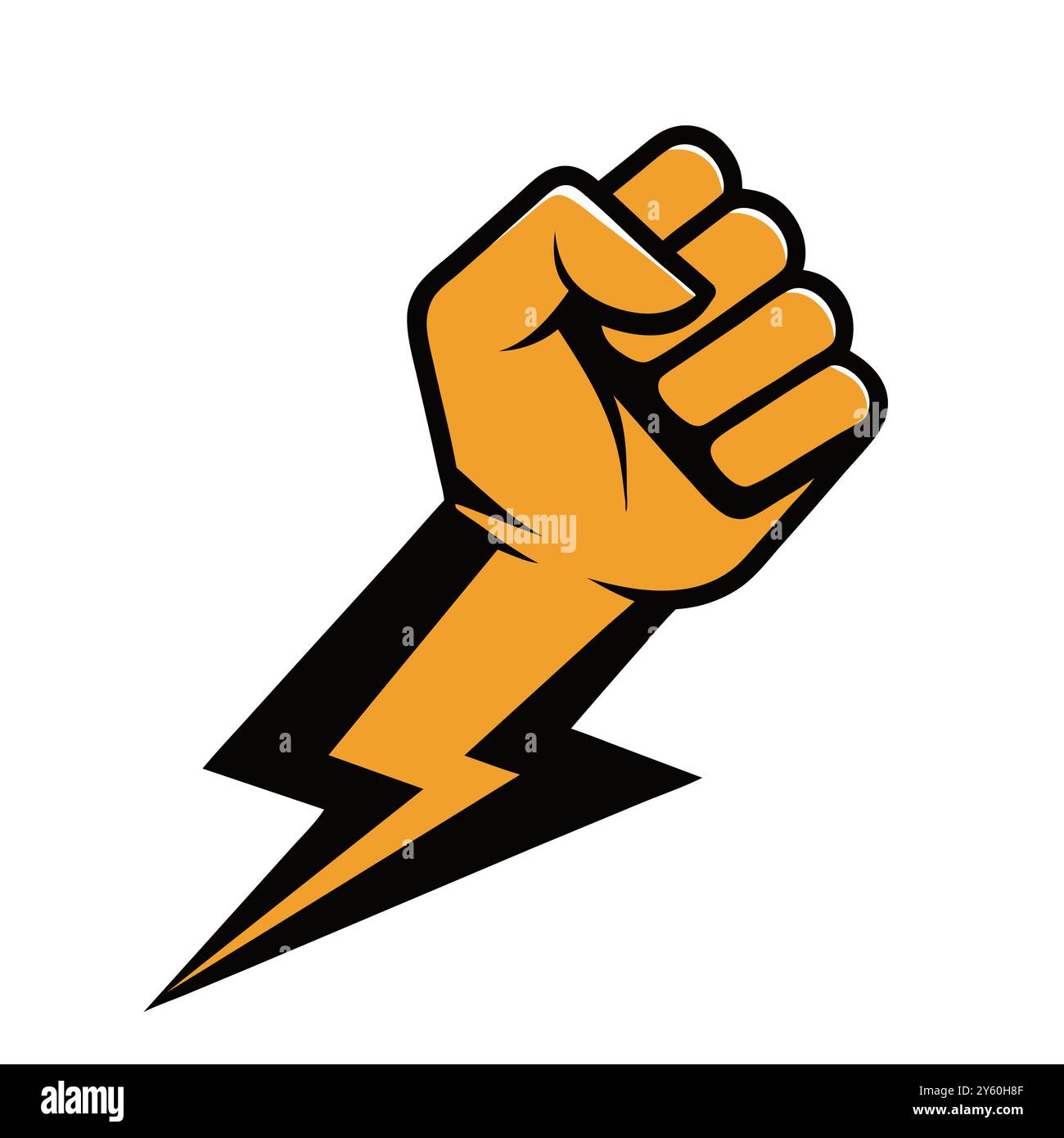 Protest fist with lightning. People protesting for human rights ...