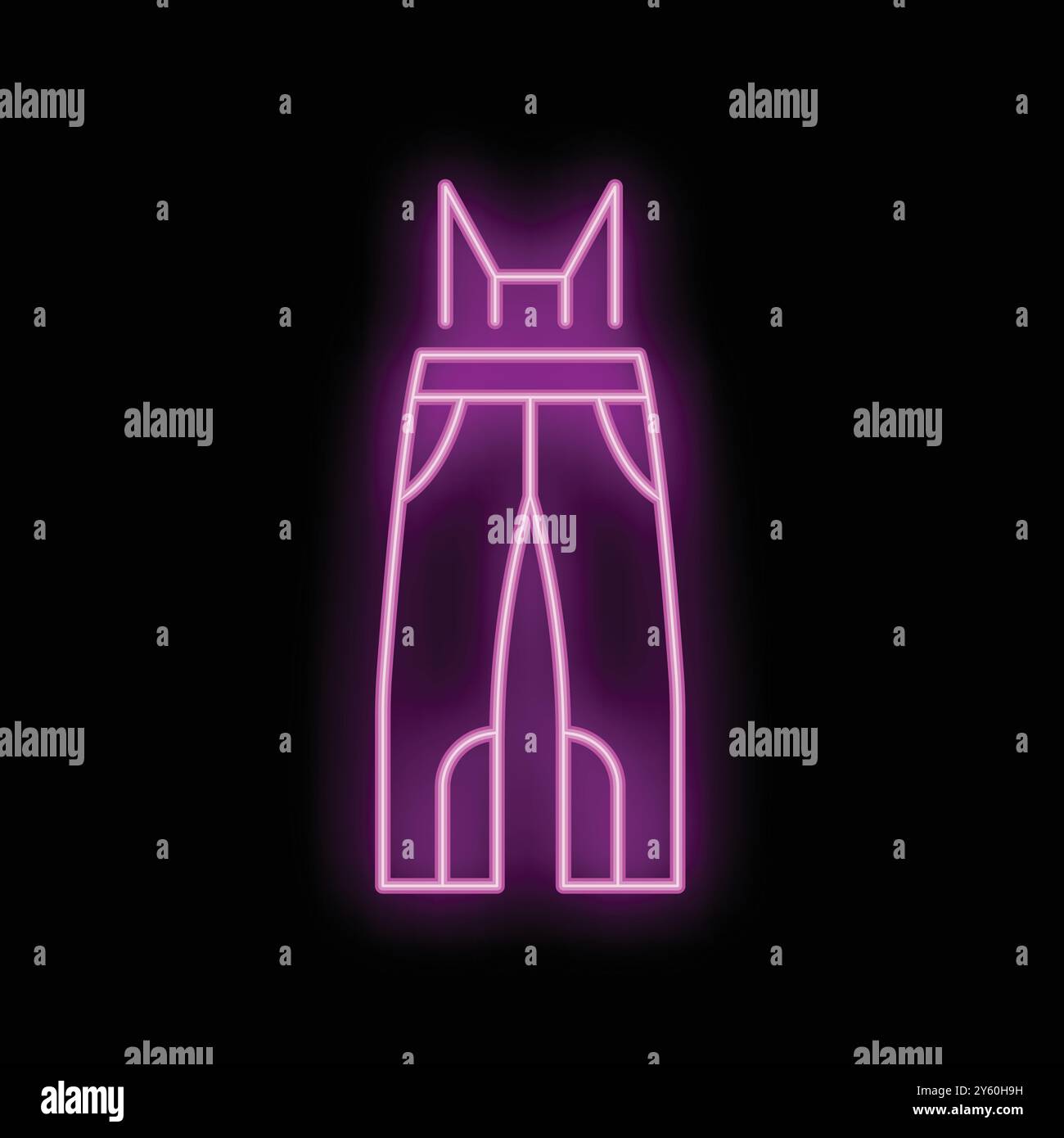 Neon sign of purple overalls glowing on black background Stock Vector ...