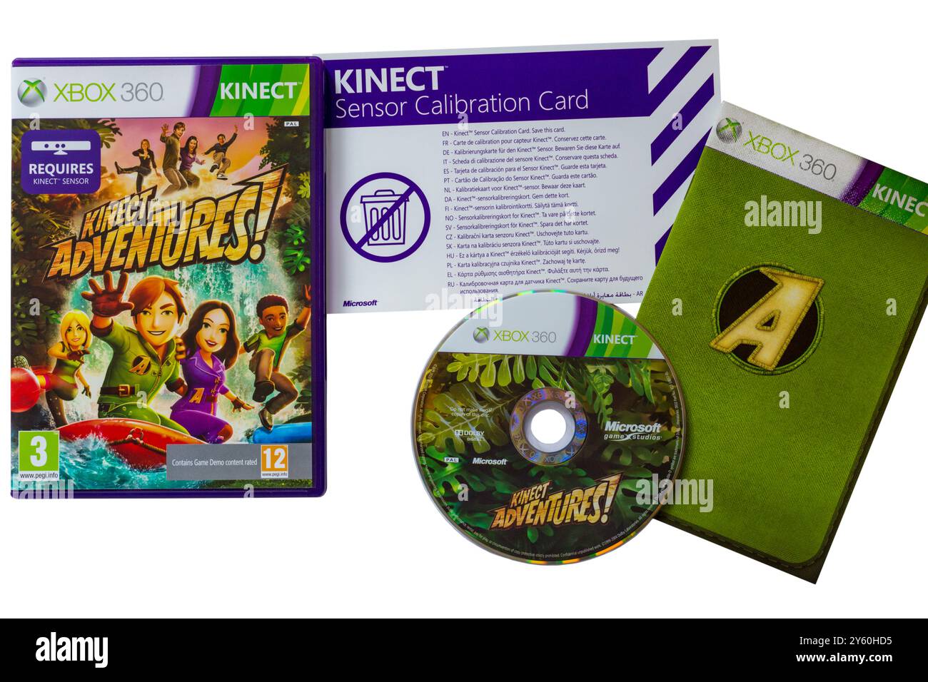 Xbox 360 game, Kinect Adventures video game with disc, sensor ...