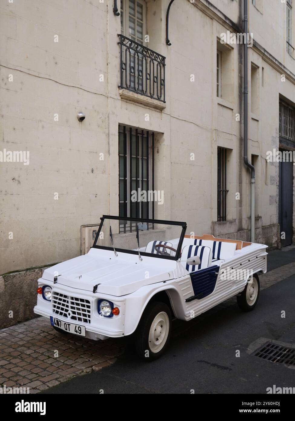 Classic French Citroen Mehari jeep utility vehicle parked in a quiet ...
