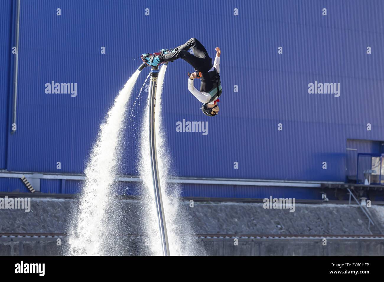 Harbour festival in Stuttgart. Spectacular jet ski and flyboard show on ...