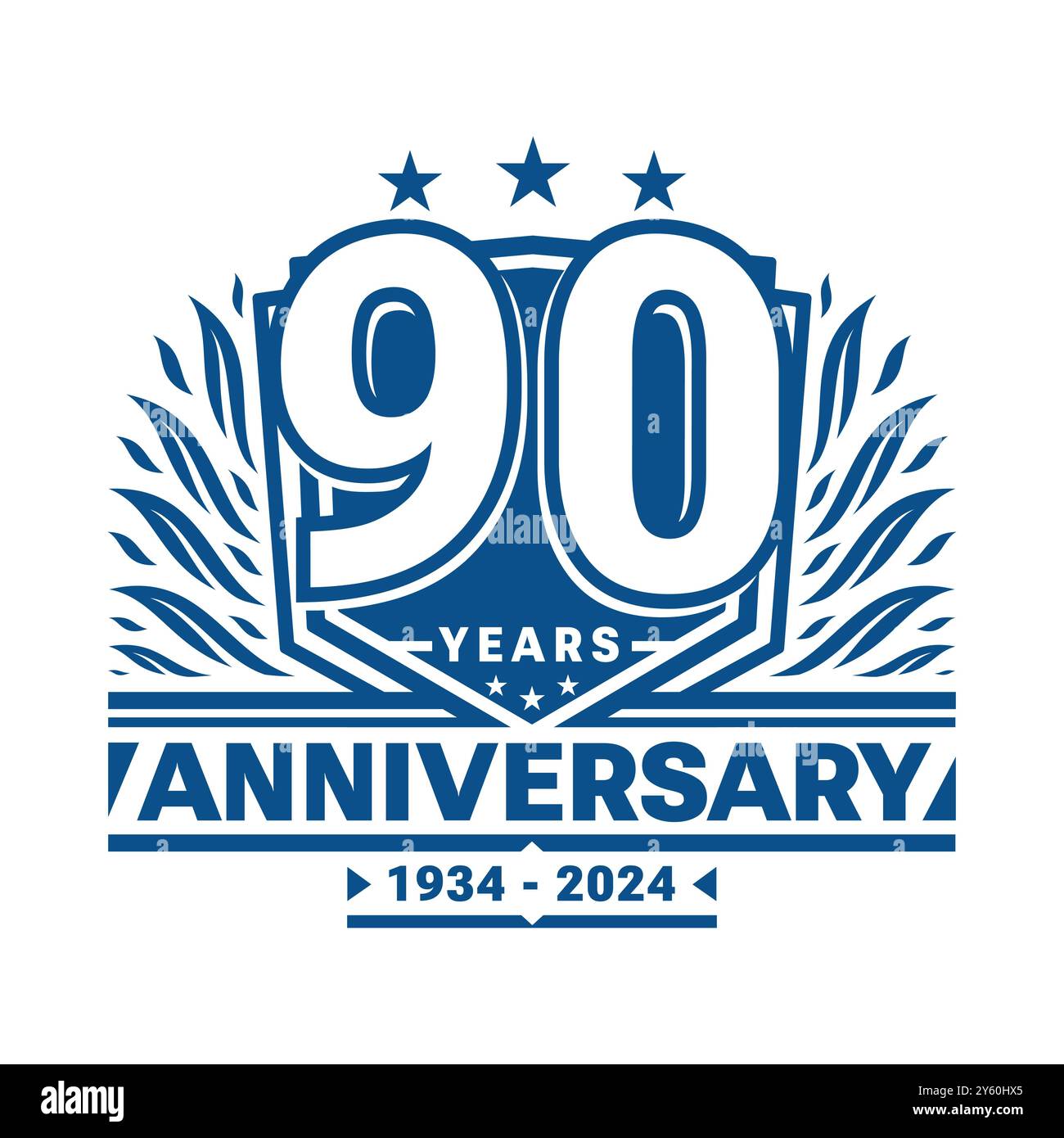 90 years anniversary celebration shield design template. 90th ...