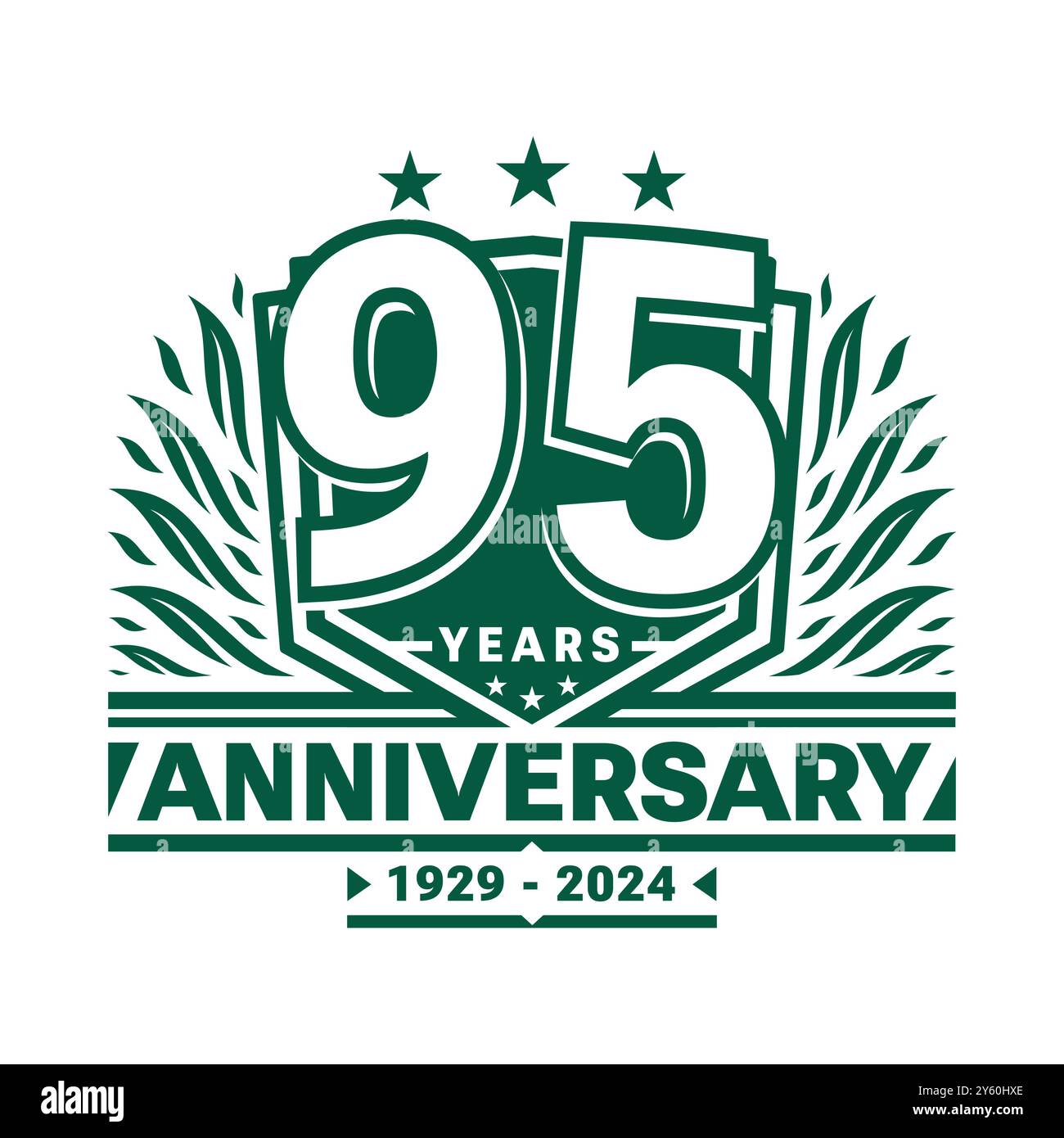 95 years anniversary celebration shield design template. 95th ...