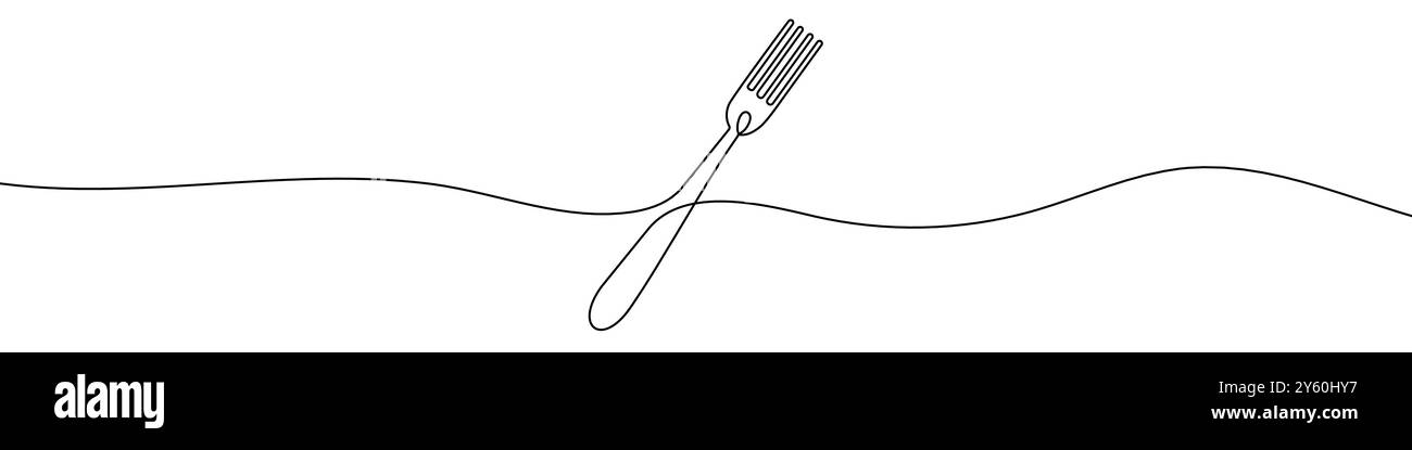 Continuous line drawing of fork. Single line drawing of a silhouette of ...