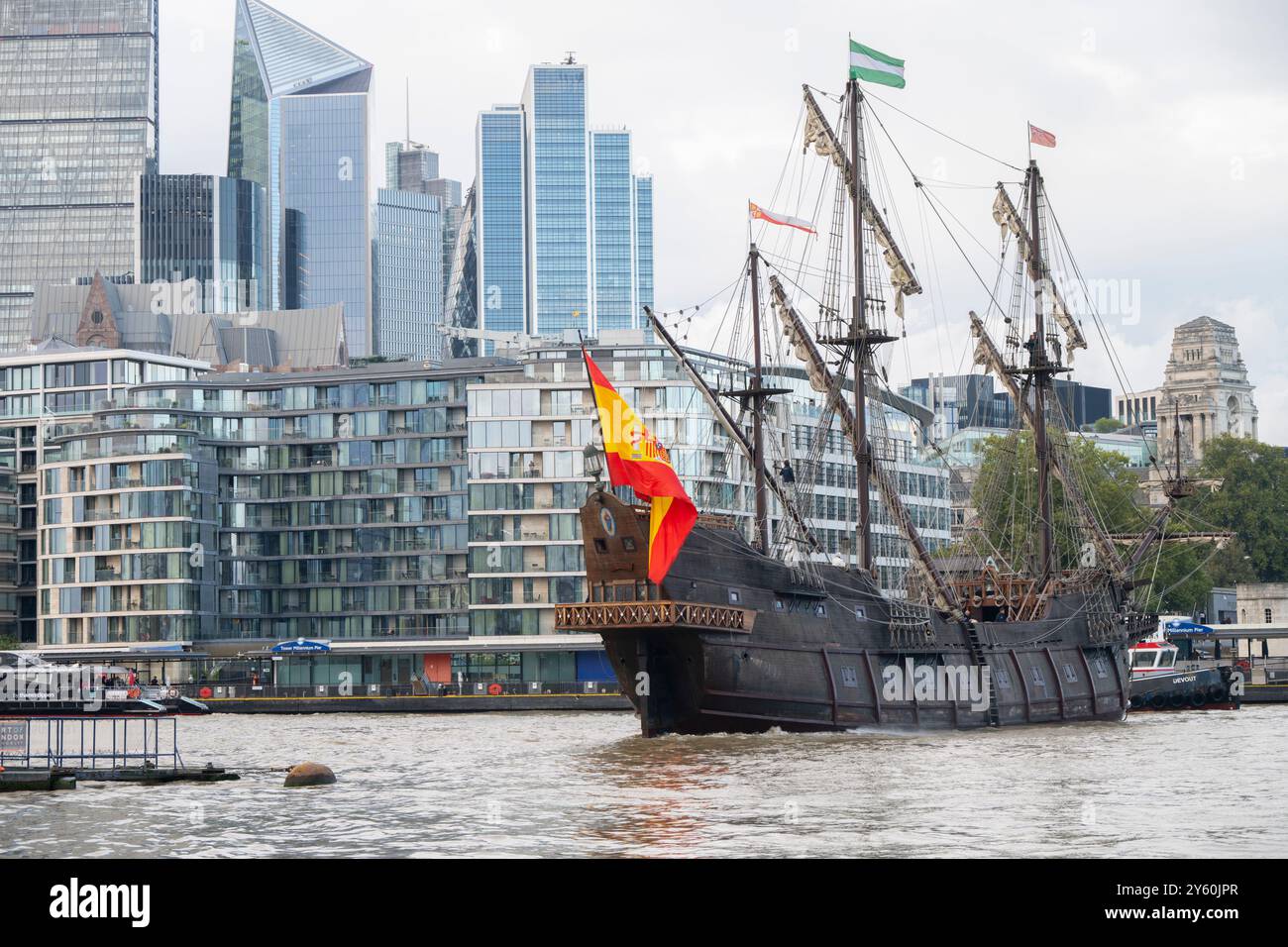 London, UK. 23rd Sep, 2024. The Galeón Andalucía, a unique replica of ...