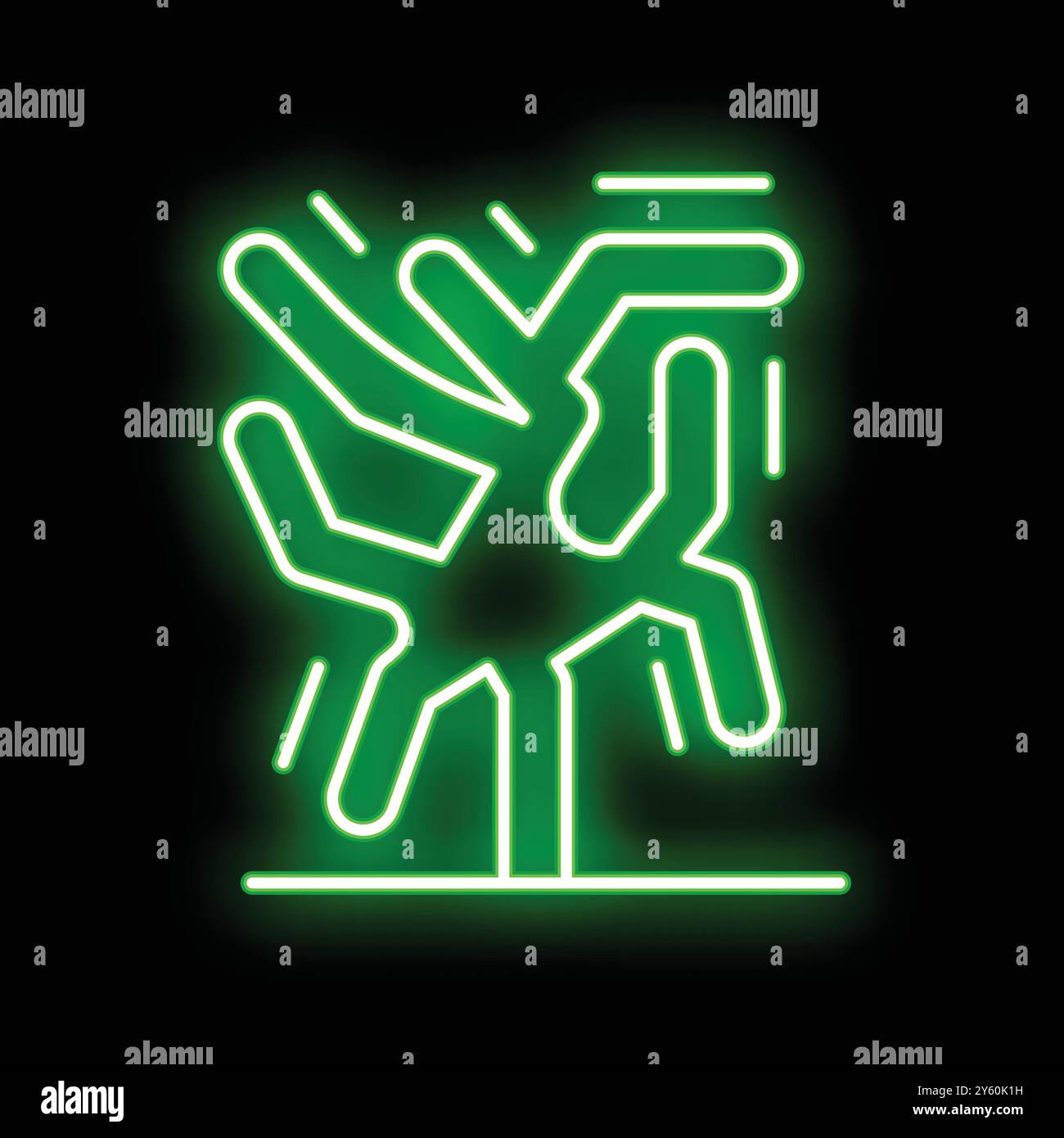 Green neon sign depicting a tree growing upwards with its branches ...