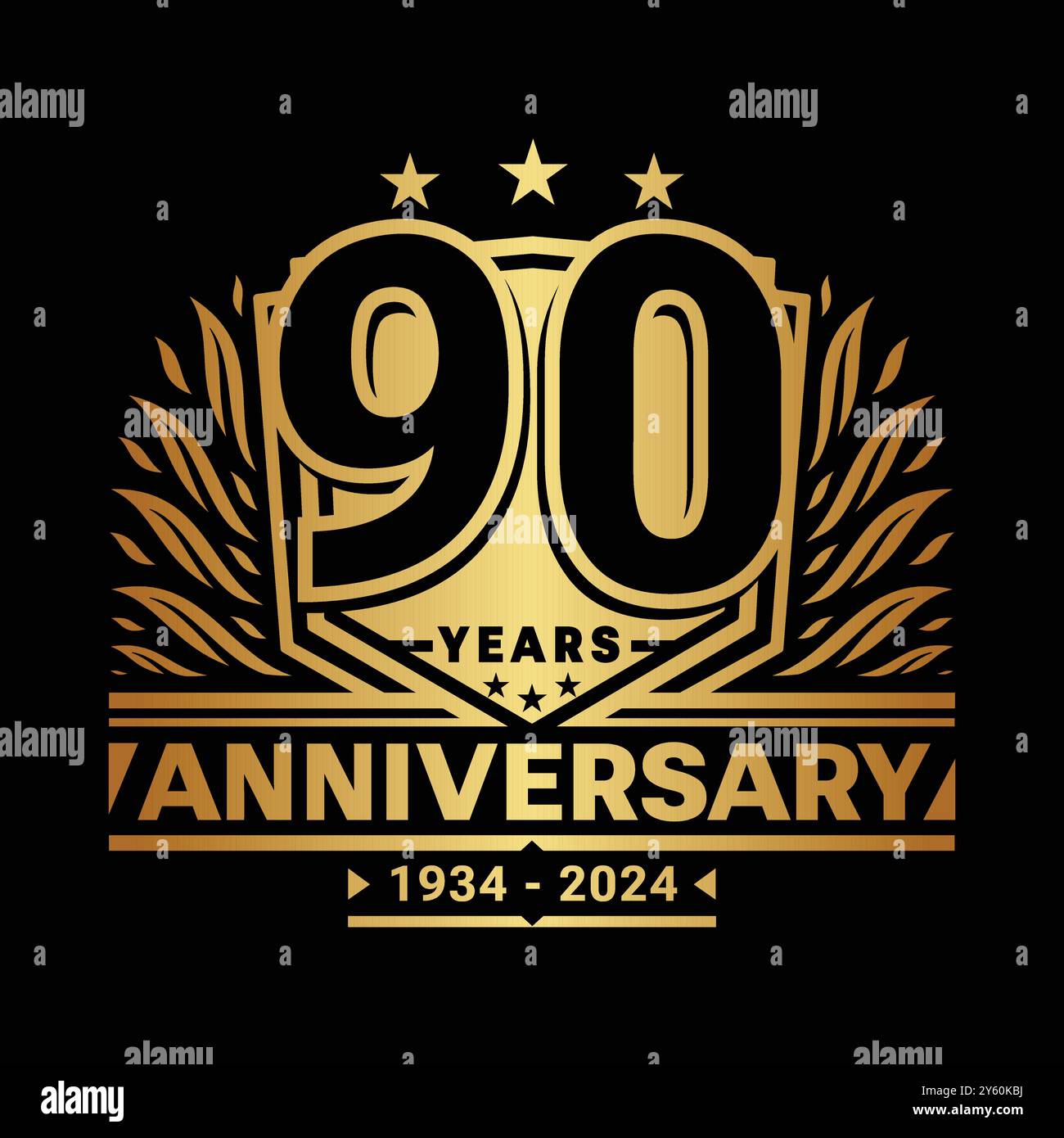 90 years anniversary celebration shield design template. 90th ...