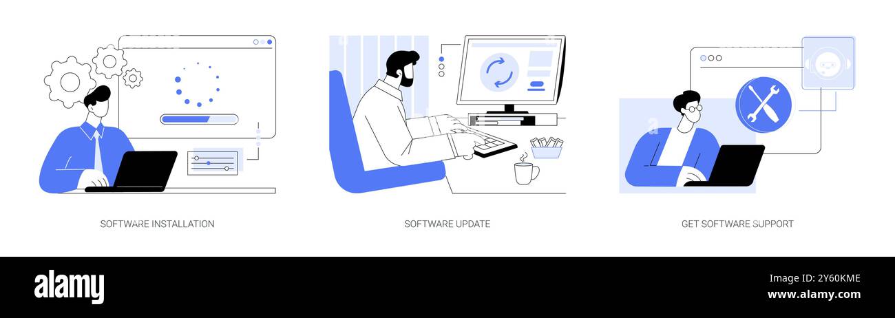 Software maintenance isolated cartoon vector illustrations se Stock ...