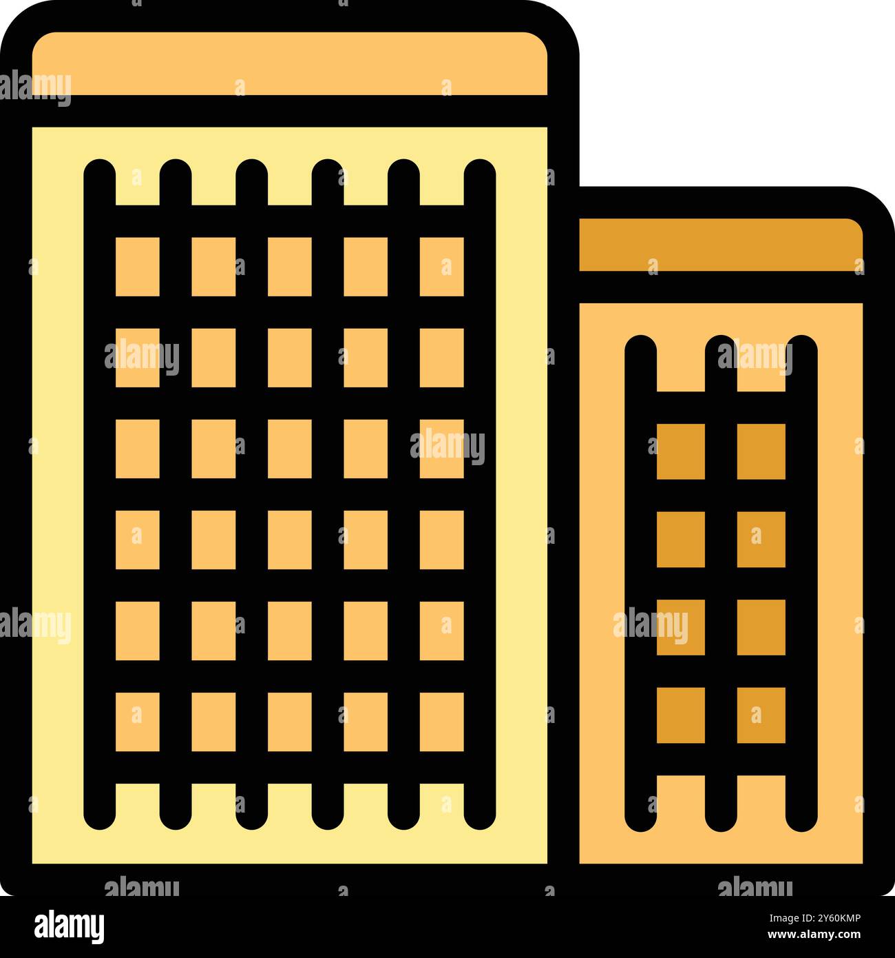 This vector illustration features modern buildings with a grid like ...