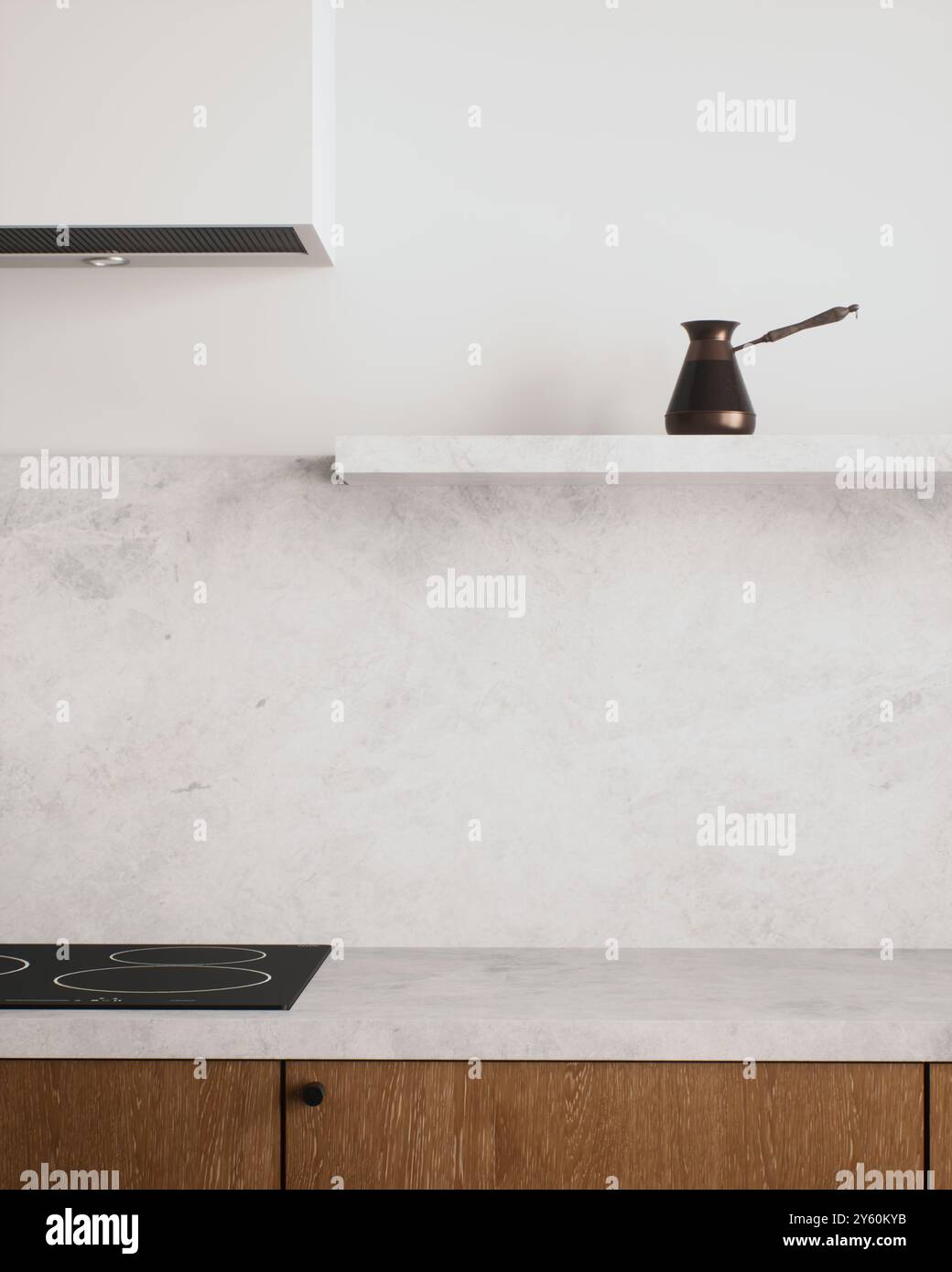 A modern kitchen with a minimalist design, enhanced by a charming ...