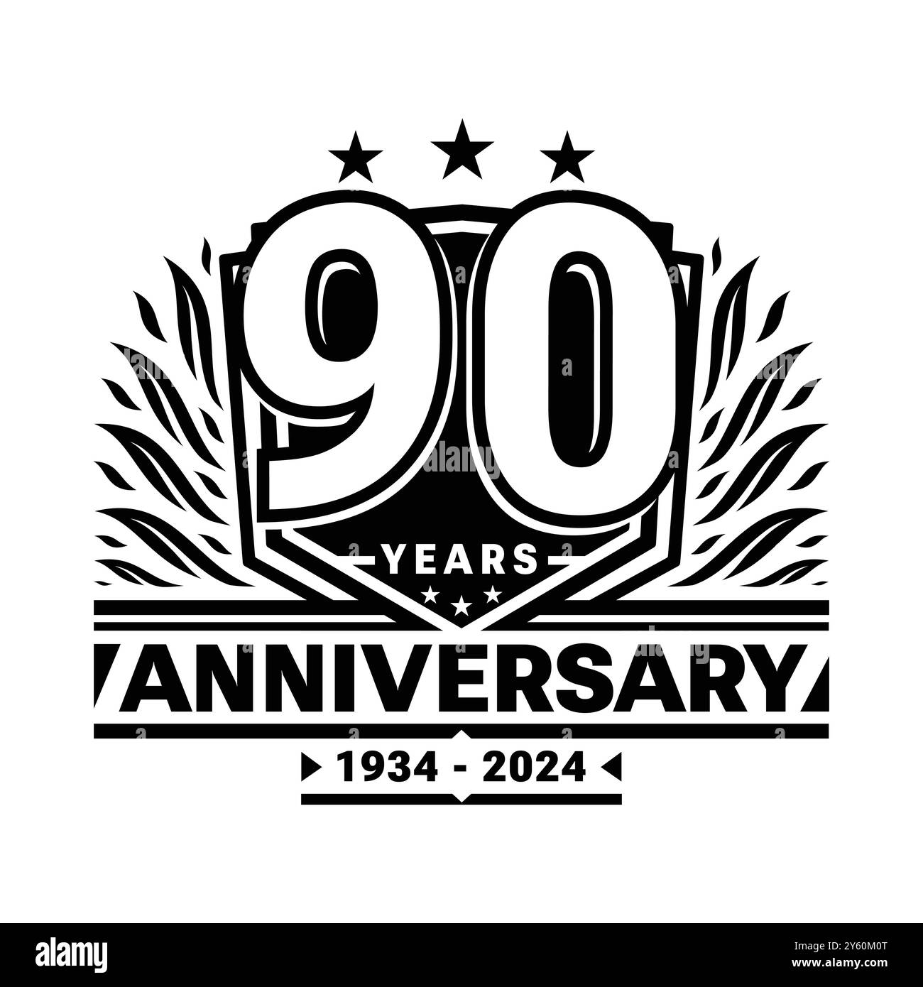 90 years anniversary celebration shield design template. 90th ...