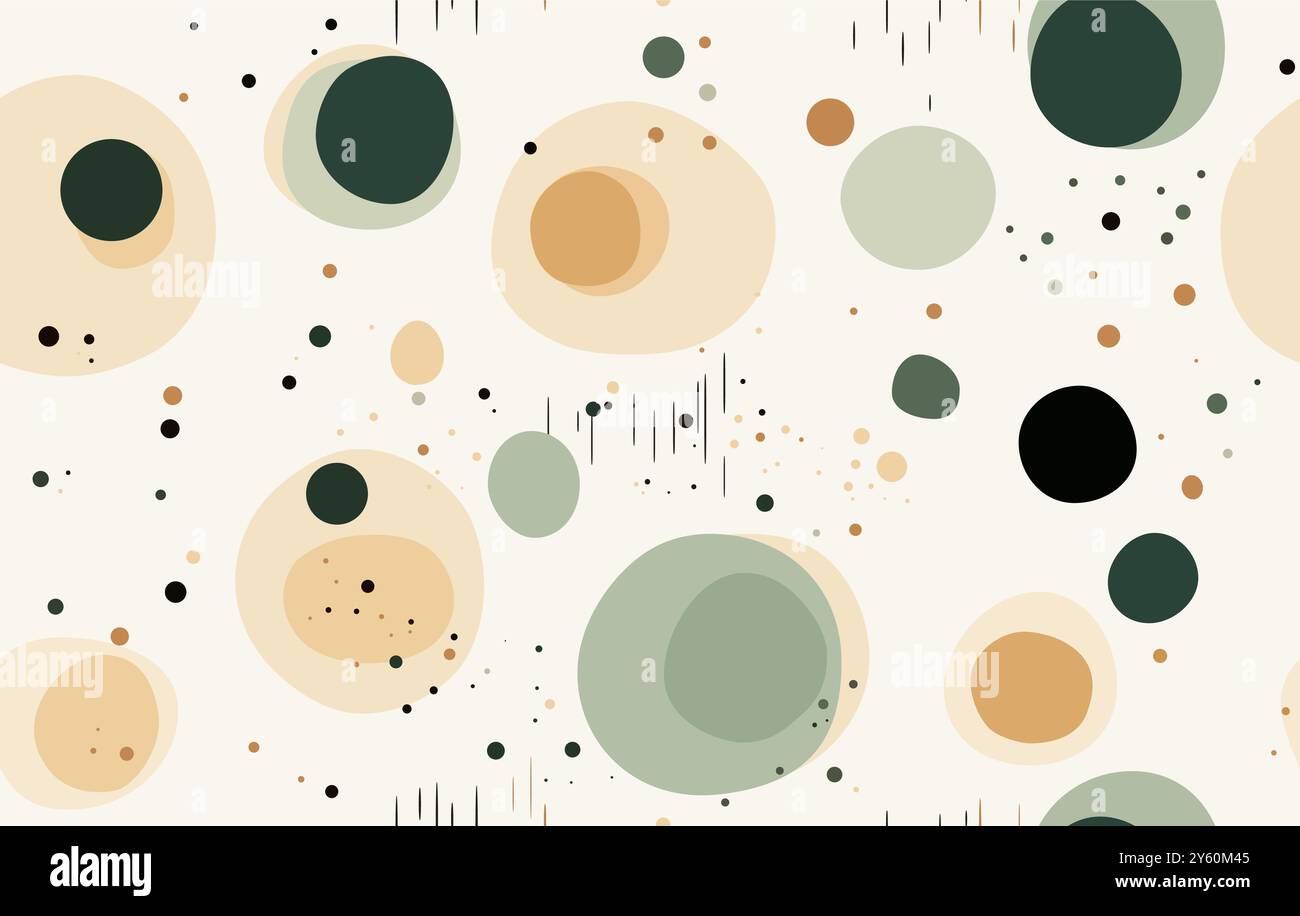 Abstract Vector art with various circles and dots in a modern earthy ...