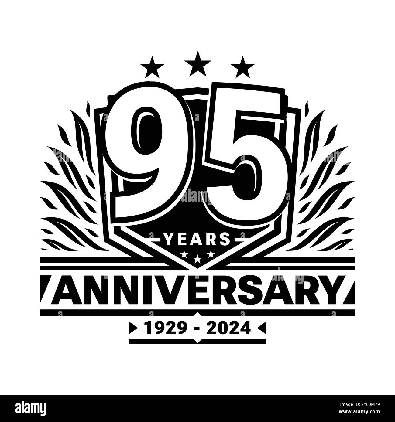 95 years anniversary celebration shield design template. 95th ...
