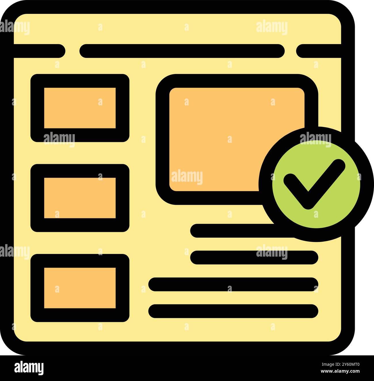 Website page being optimized with check mark symbol for search engine ...