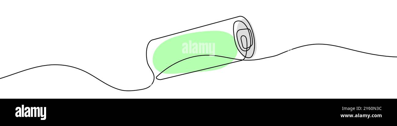 Continuous line drawing of battery. Single line drawing of a battery ...