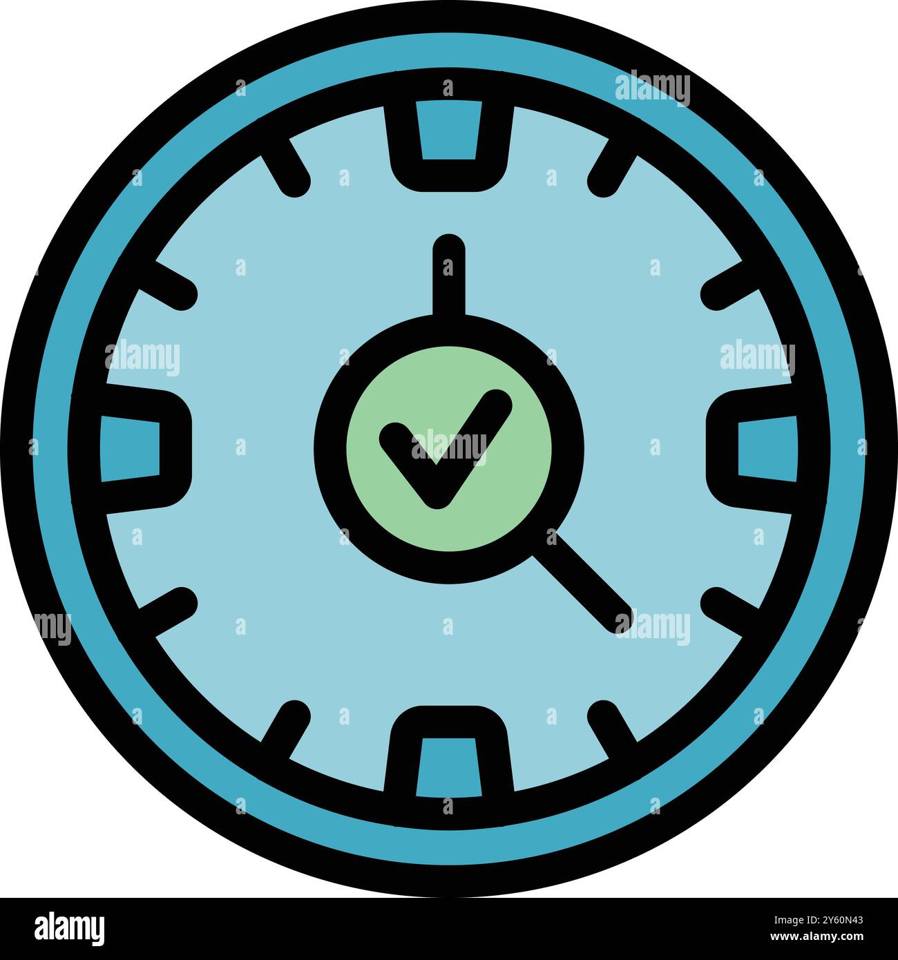 Clock face with a prominent check mark symbolizing successful time ...