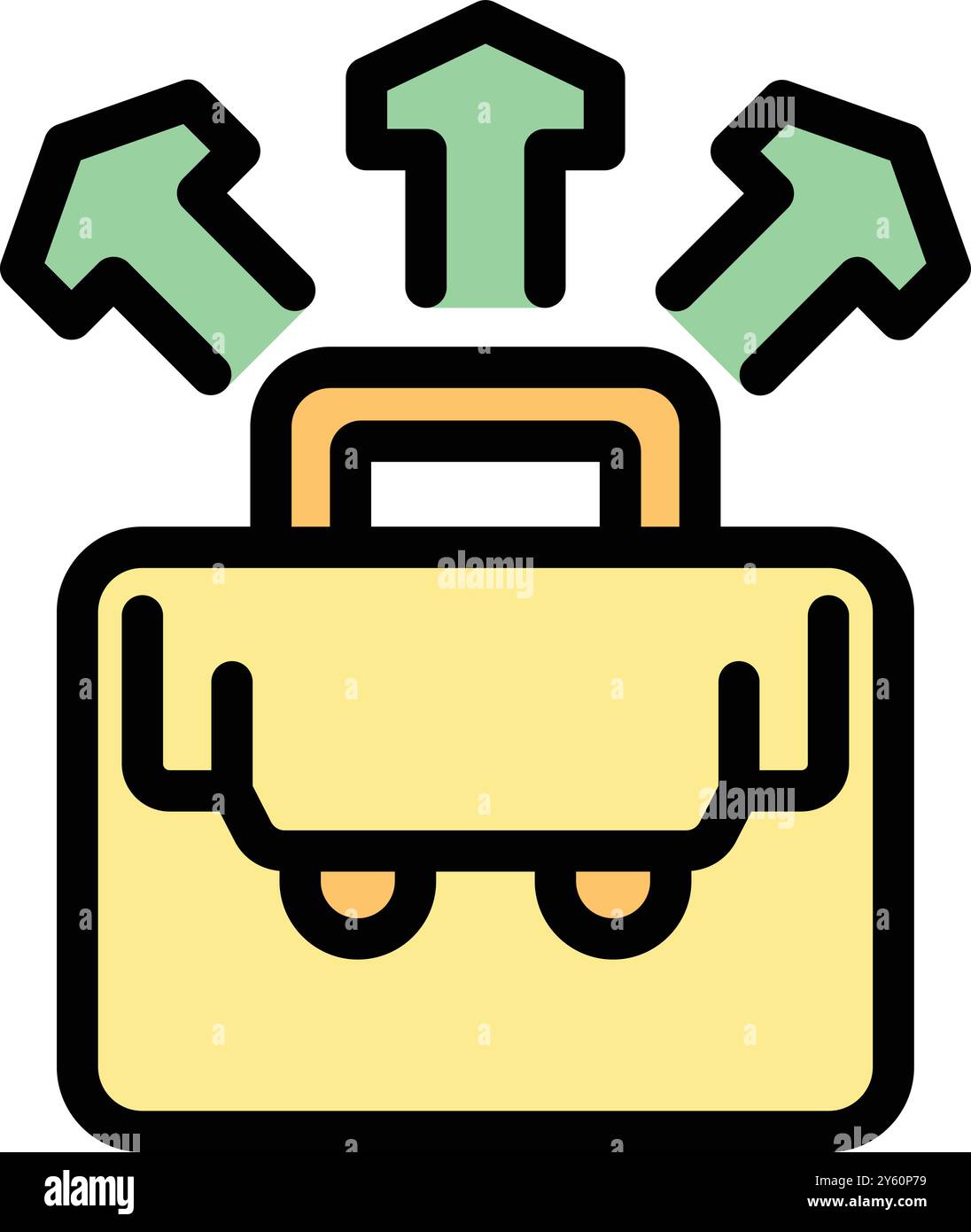 Business portfolio is shown growing with three green arrows pointing up ...