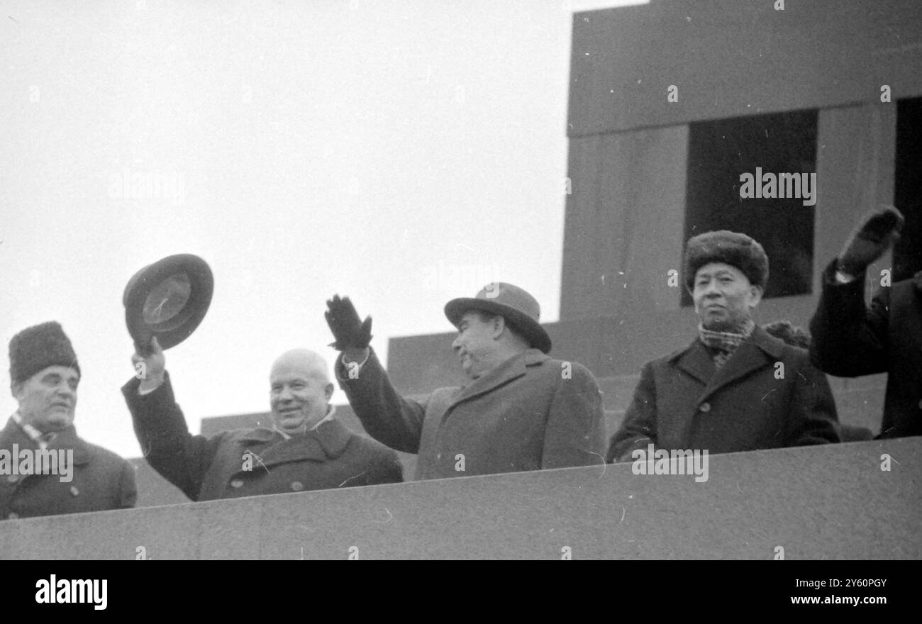 SOVIET PREMIER NIKITA KHRUSHCHEV MILITARY PARADE MOSCOW / 8 NOVEMBER ...