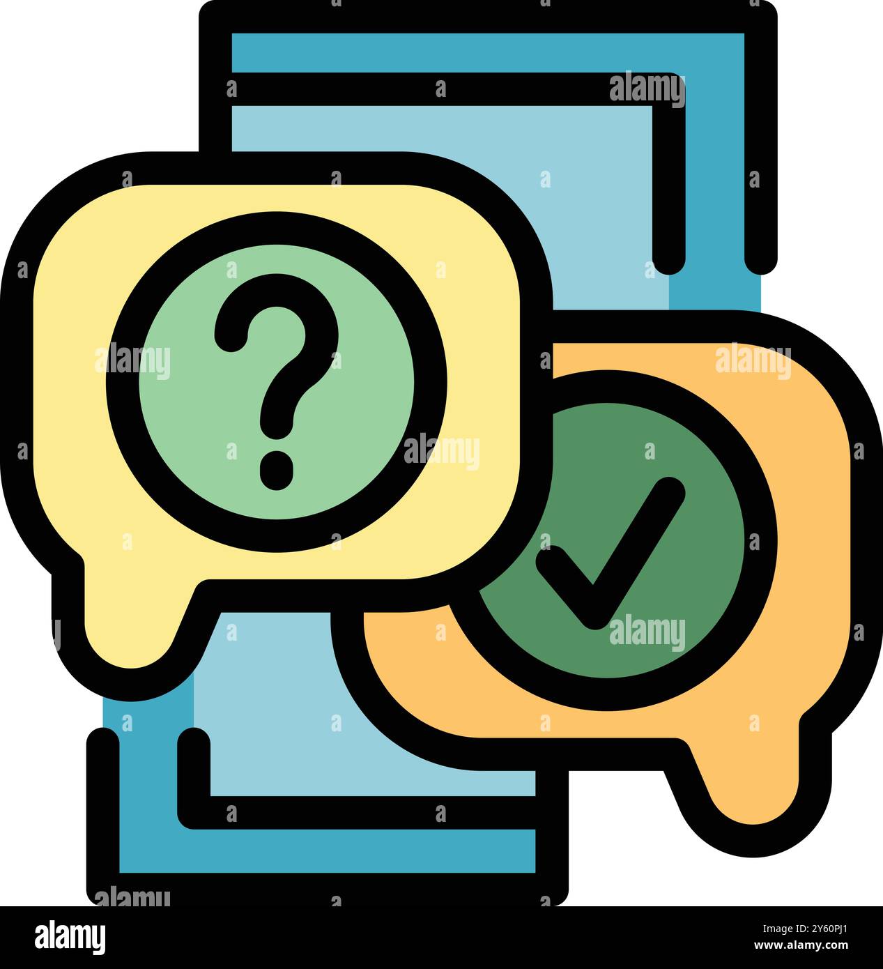 Online survey concept with question mark and check mark icons ...