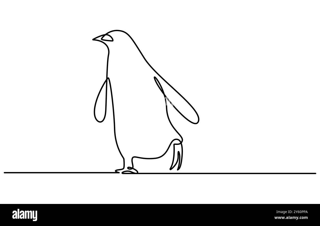 Penguin continuous one line art drawing of vector, One line penguin ...