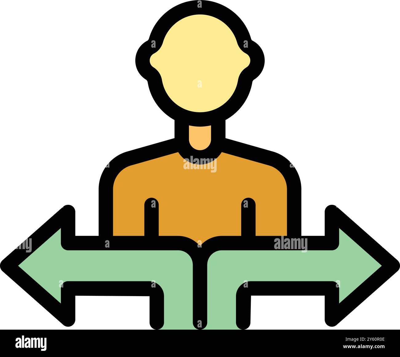 Man is trying to make a decision, choosing between two opposite ...