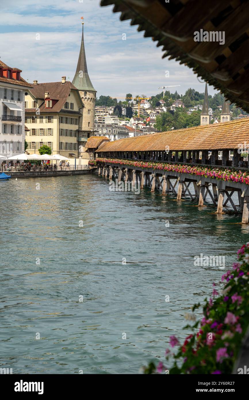 Beautiful and famous chapel bridge in Lucerne Switzerland Stock Photo ...