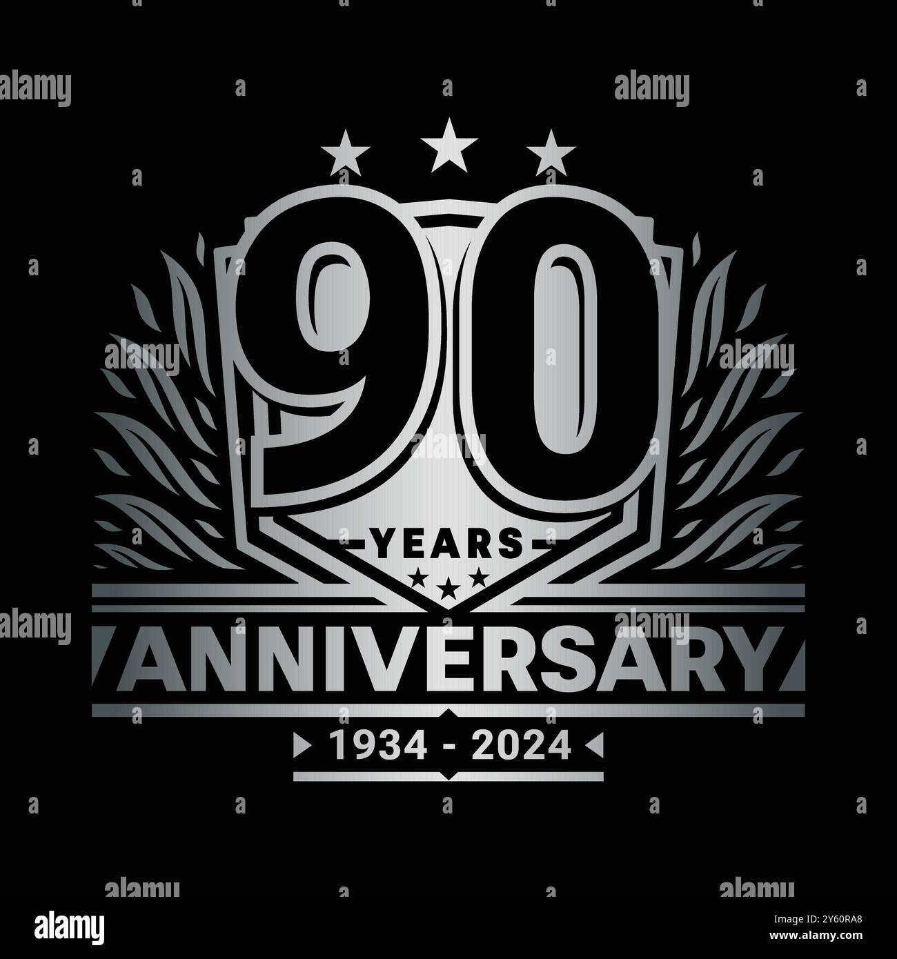90 years anniversary celebration shield design template. 90th ...