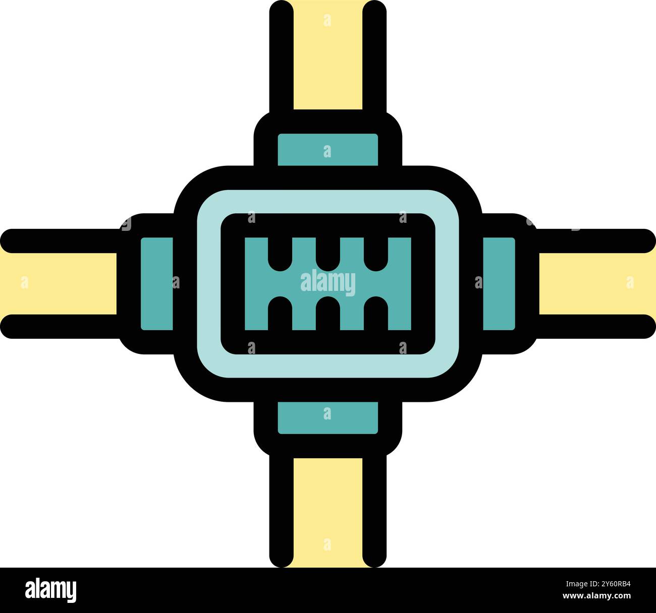 This icon of a water meter is measuring the flow of water through pipes ...
