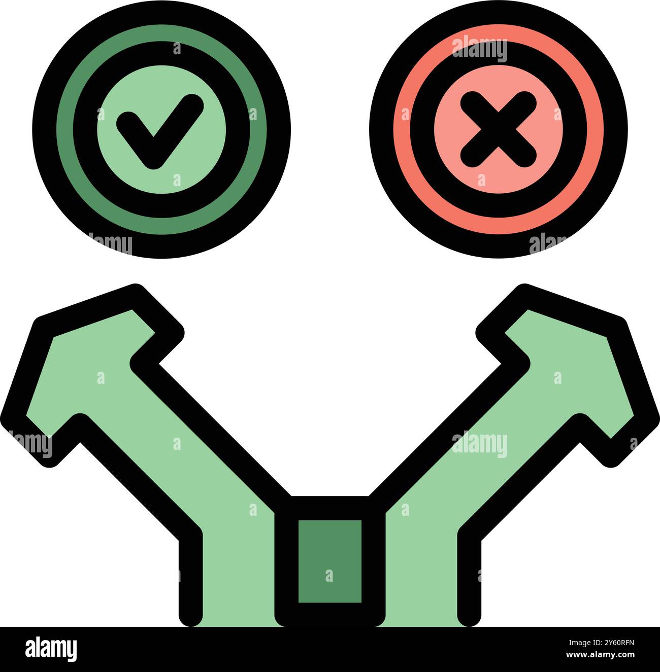 Algorithm choosing the right way to go, deciding between a green check ...