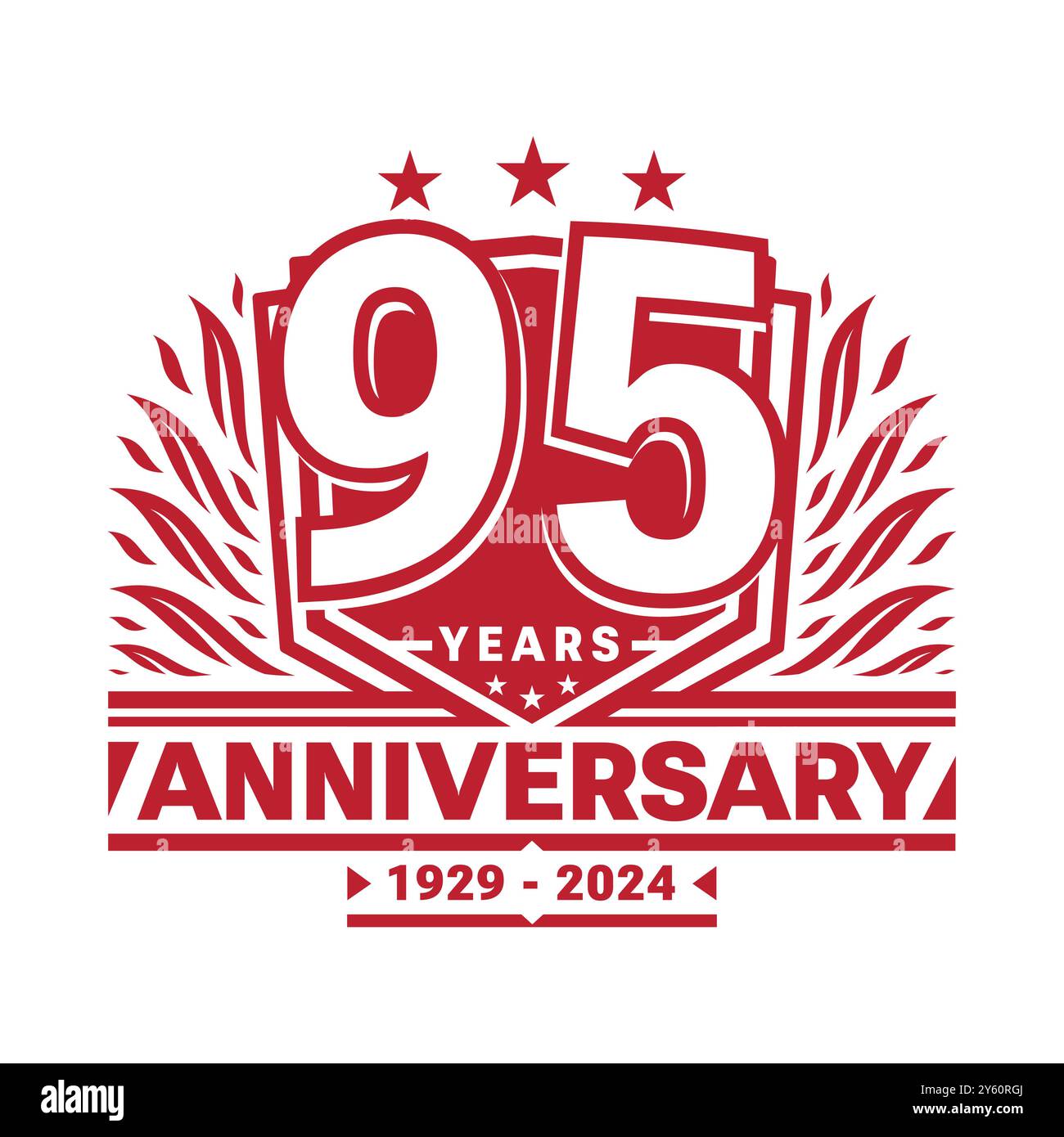 95 years anniversary celebration shield design template. 95th ...