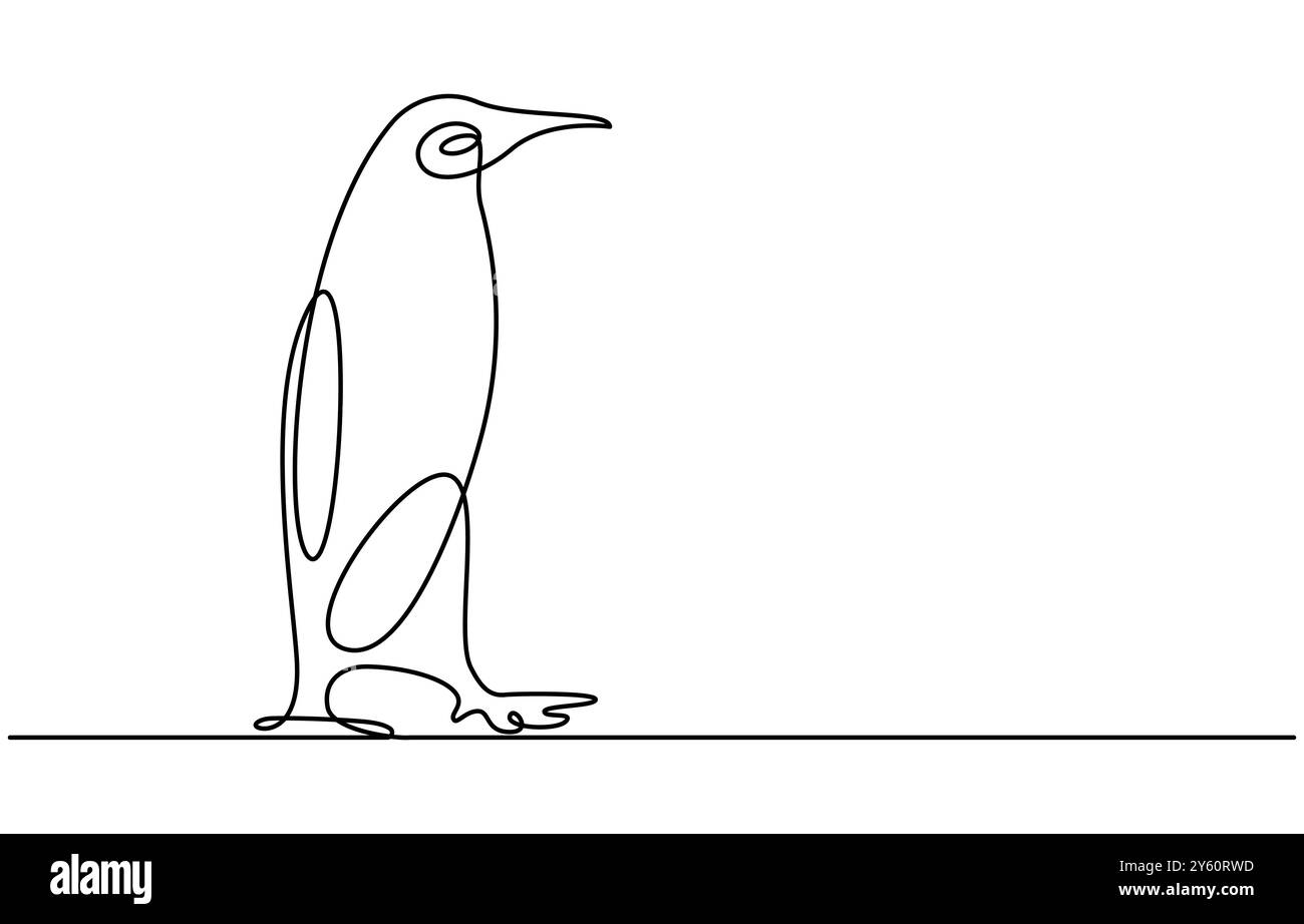 Penguin continuous one line art drawing of vector, One line penguin ...