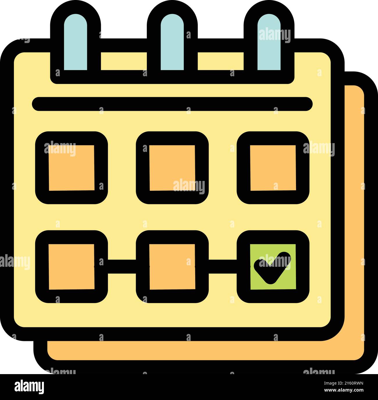 Colorful cartoon calendar showing days passing with a check mark on the ...